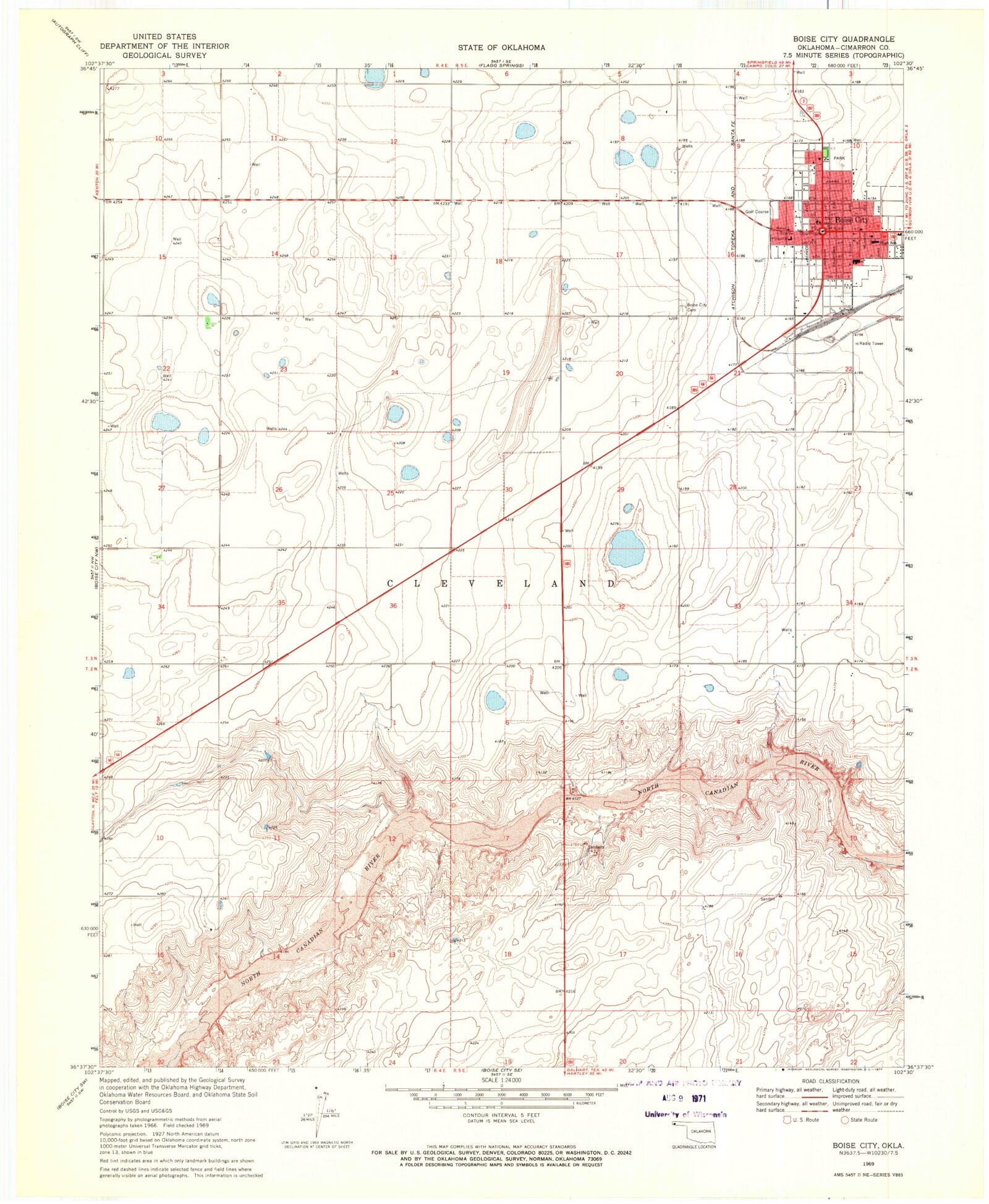 Classic USGS Boise City Oklahoma 7.5'x7.5' Topo Map – MyTopo Map Store