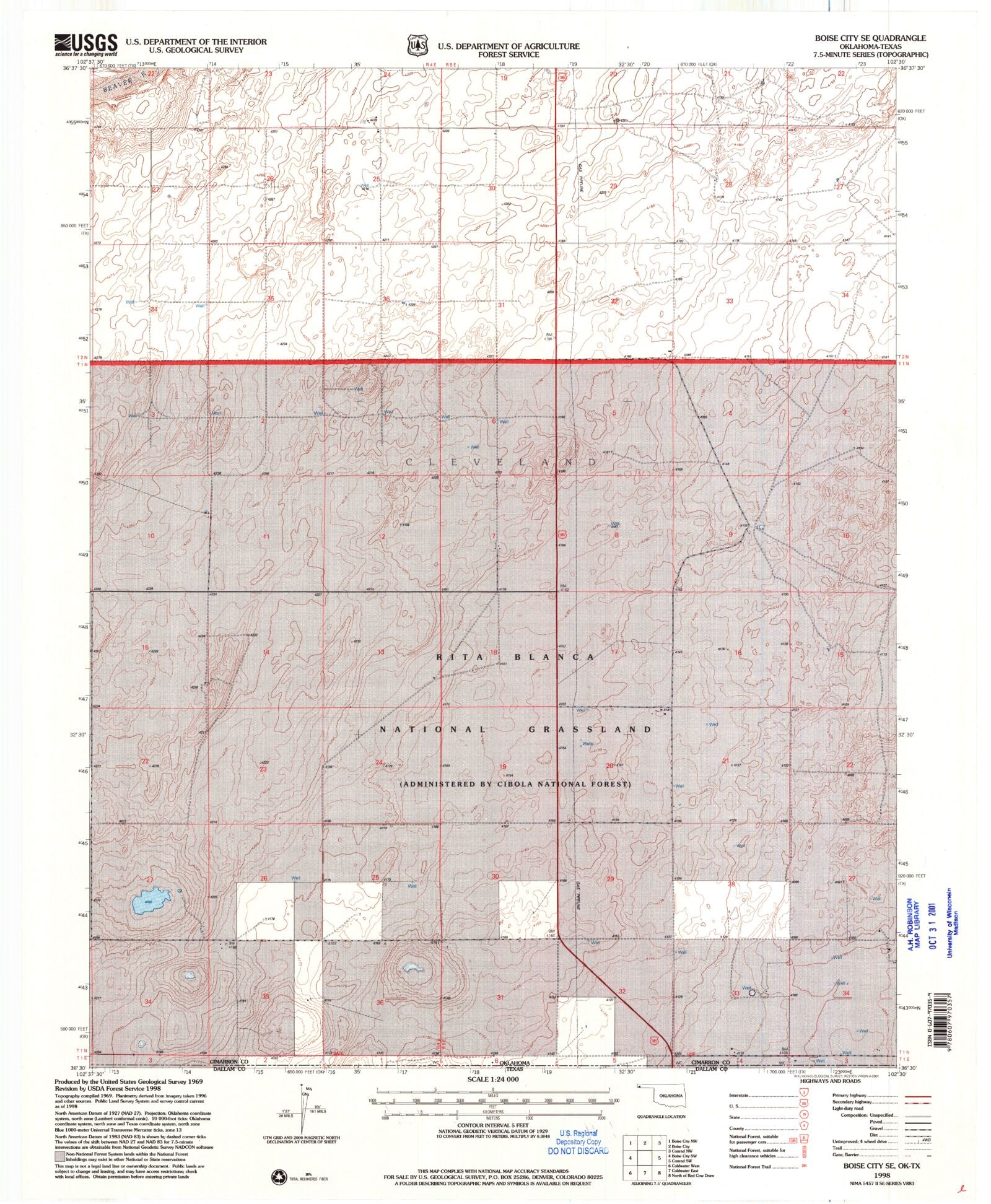 Classic USGS Boise City SE Oklahoma 7.5'x7.5' Topo Map – MyTopo Map Store