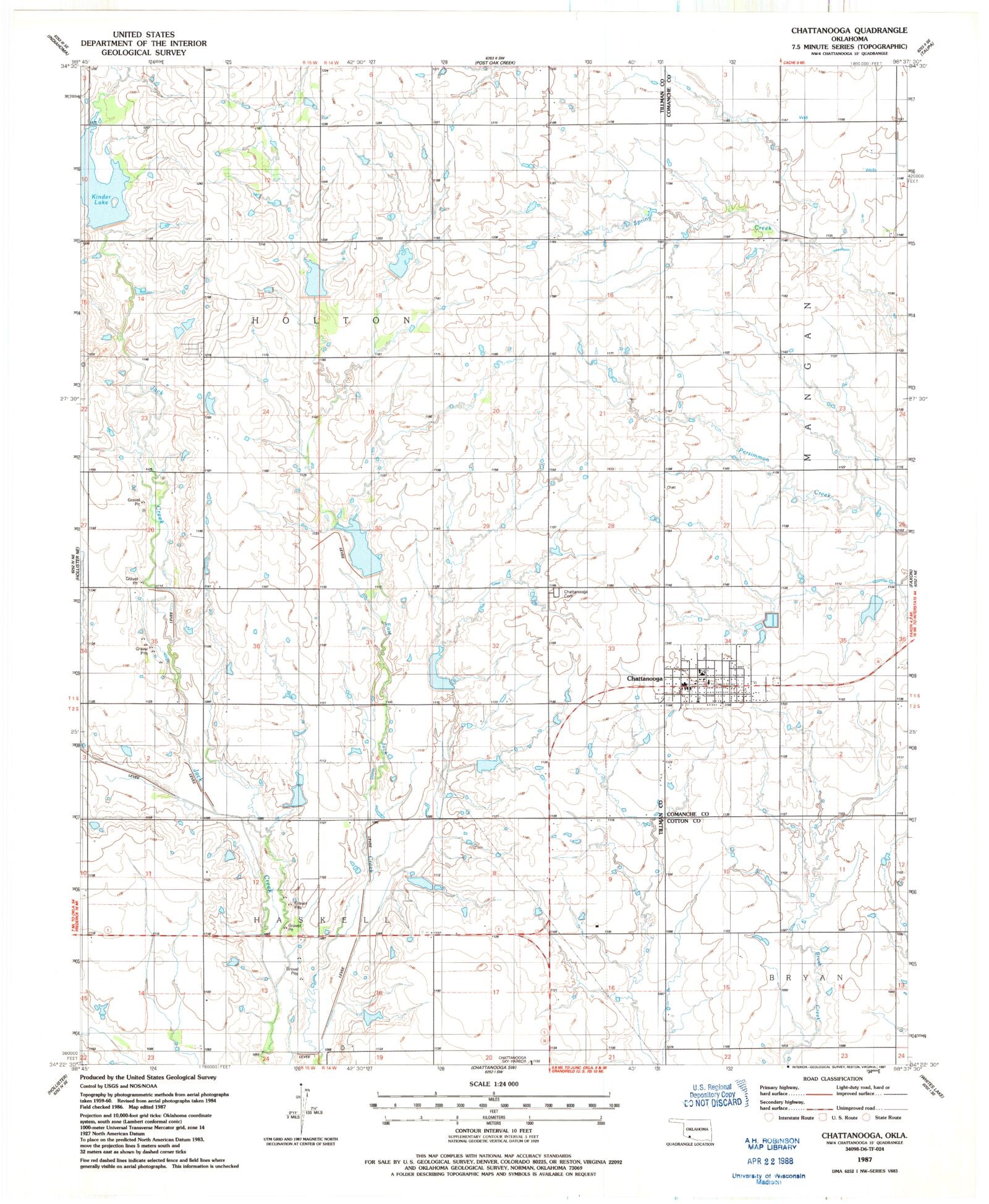 Classic USGS Chattanooga Oklahoma 7.5'x7.5' Topo Map – MyTopo Map Store