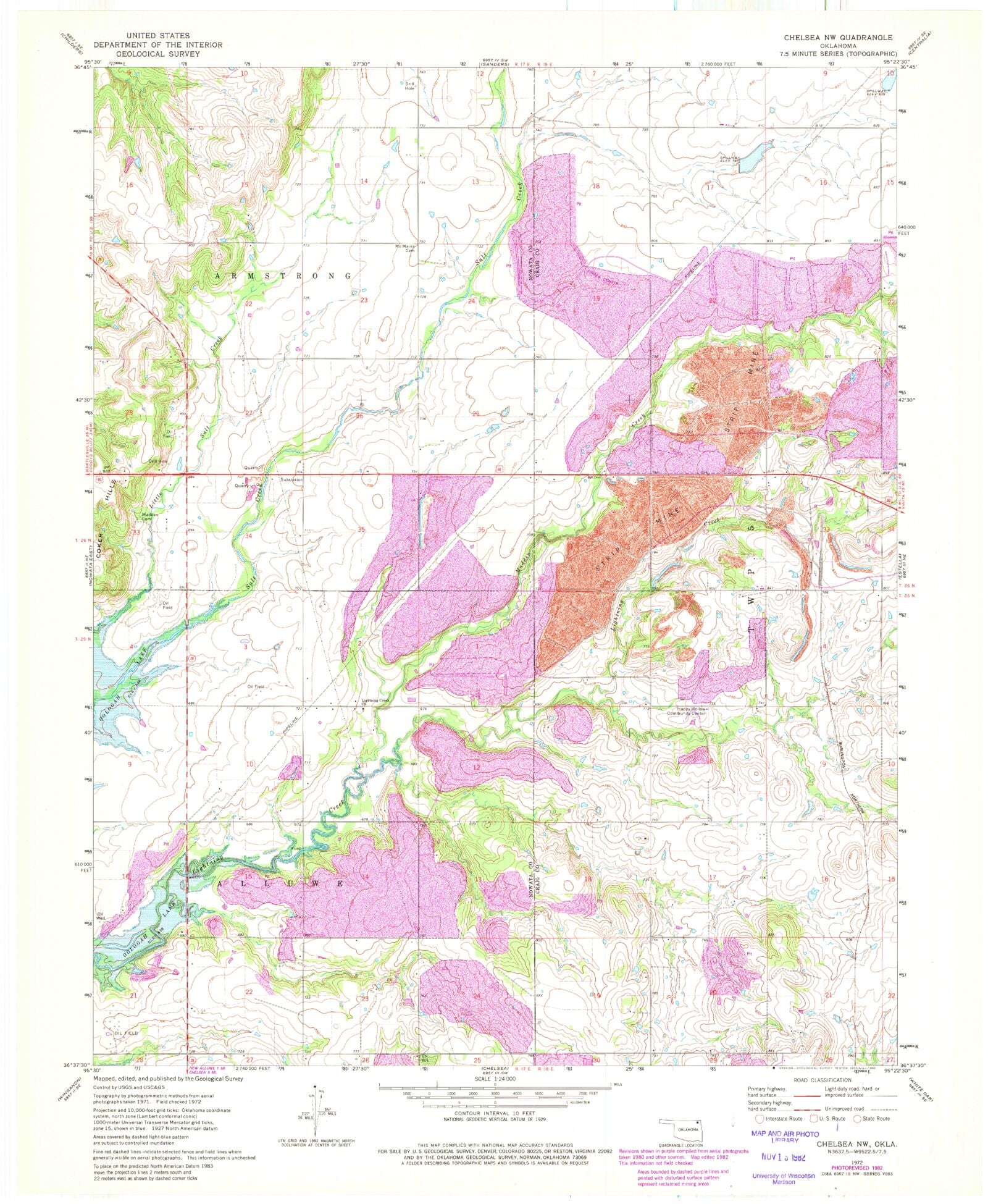 Classic USGS Chelsea NW Oklahoma 7.5'x7.5' Topo Map – MyTopo Map Store