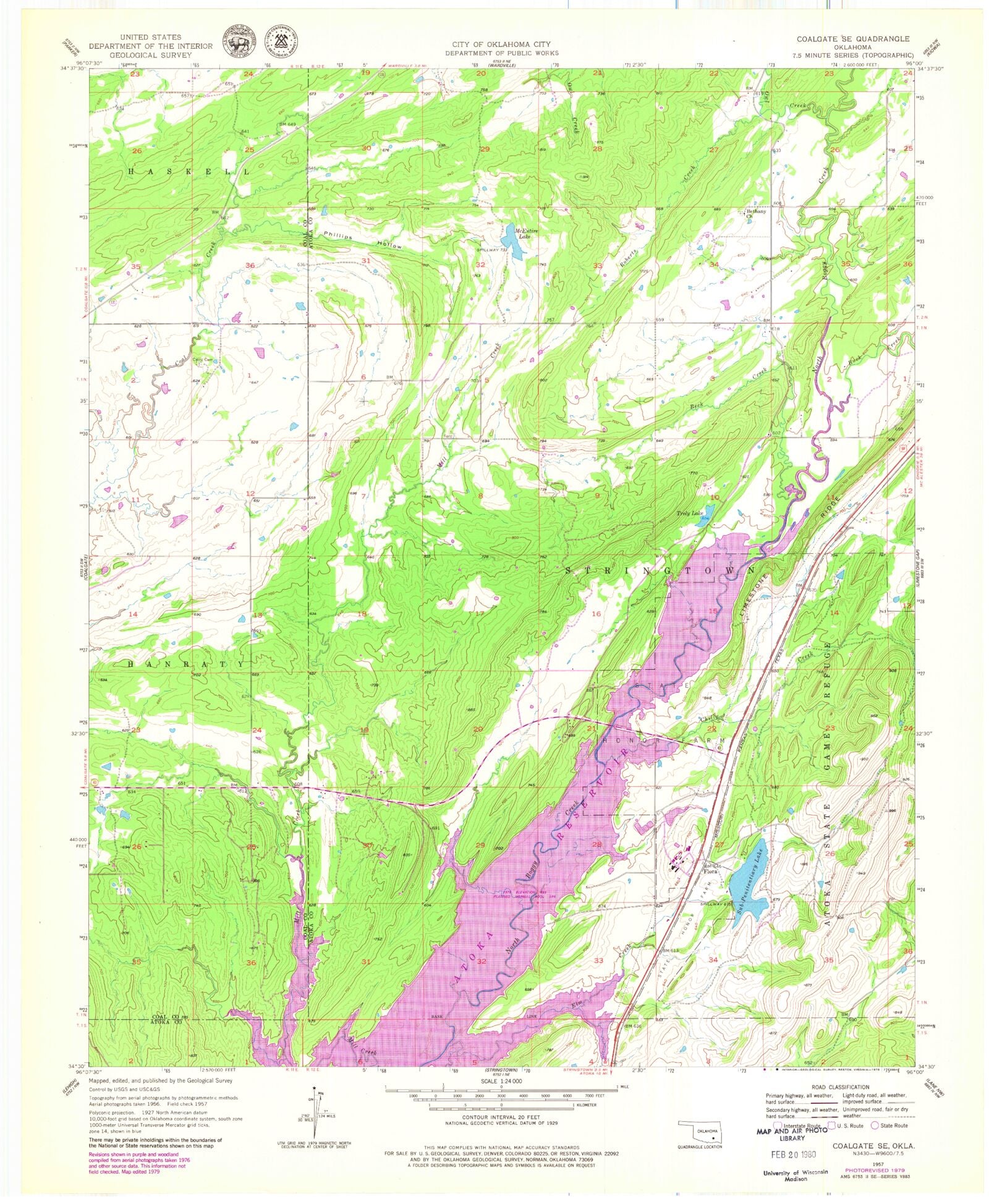 Classic USGS Coalgate SE Oklahoma 7.5'x7.5' Topo Map – MyTopo Map Store