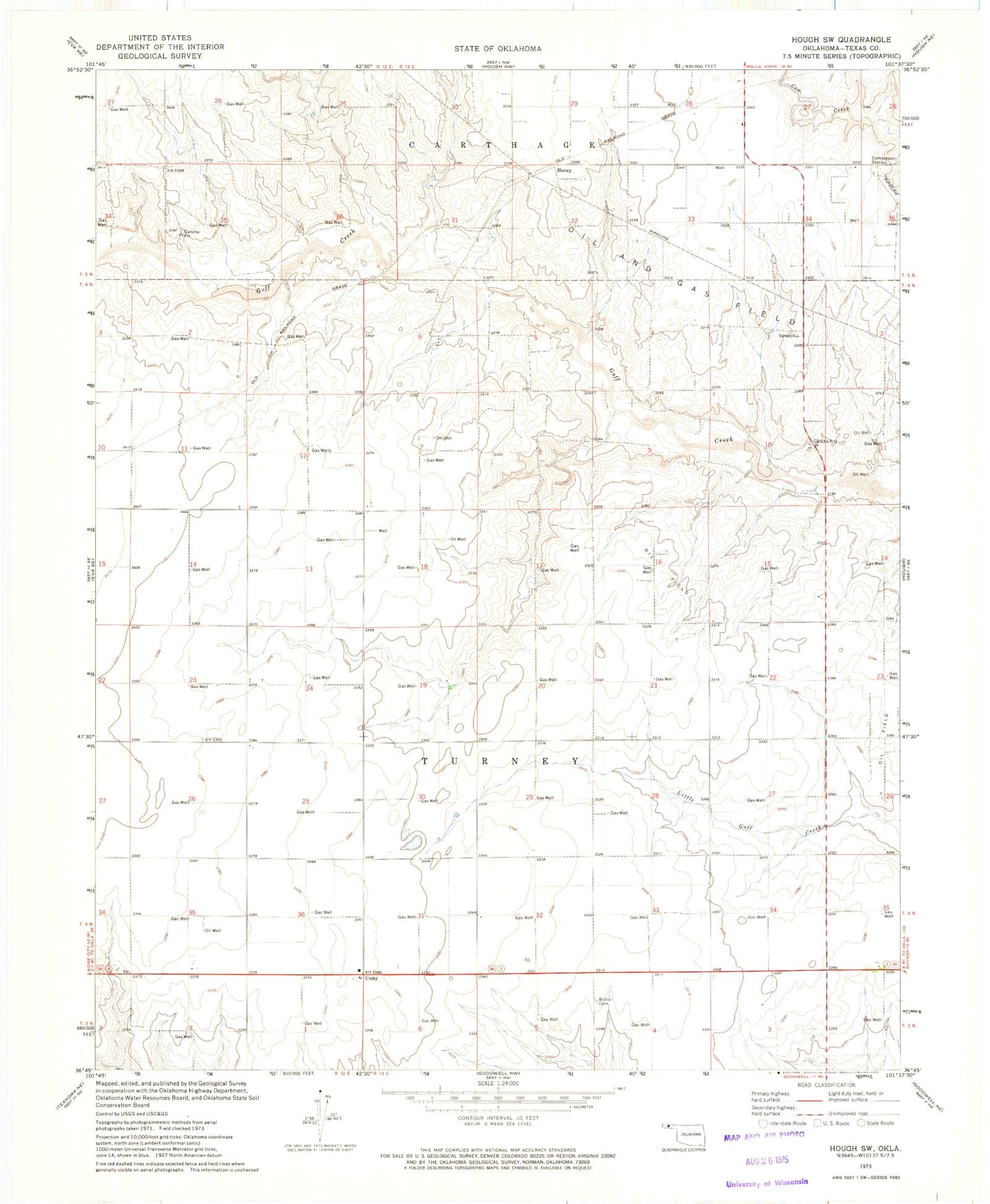 Classic USGS Hough SW Oklahoma 7.5'x7.5' Topo Map – MyTopo Map Store