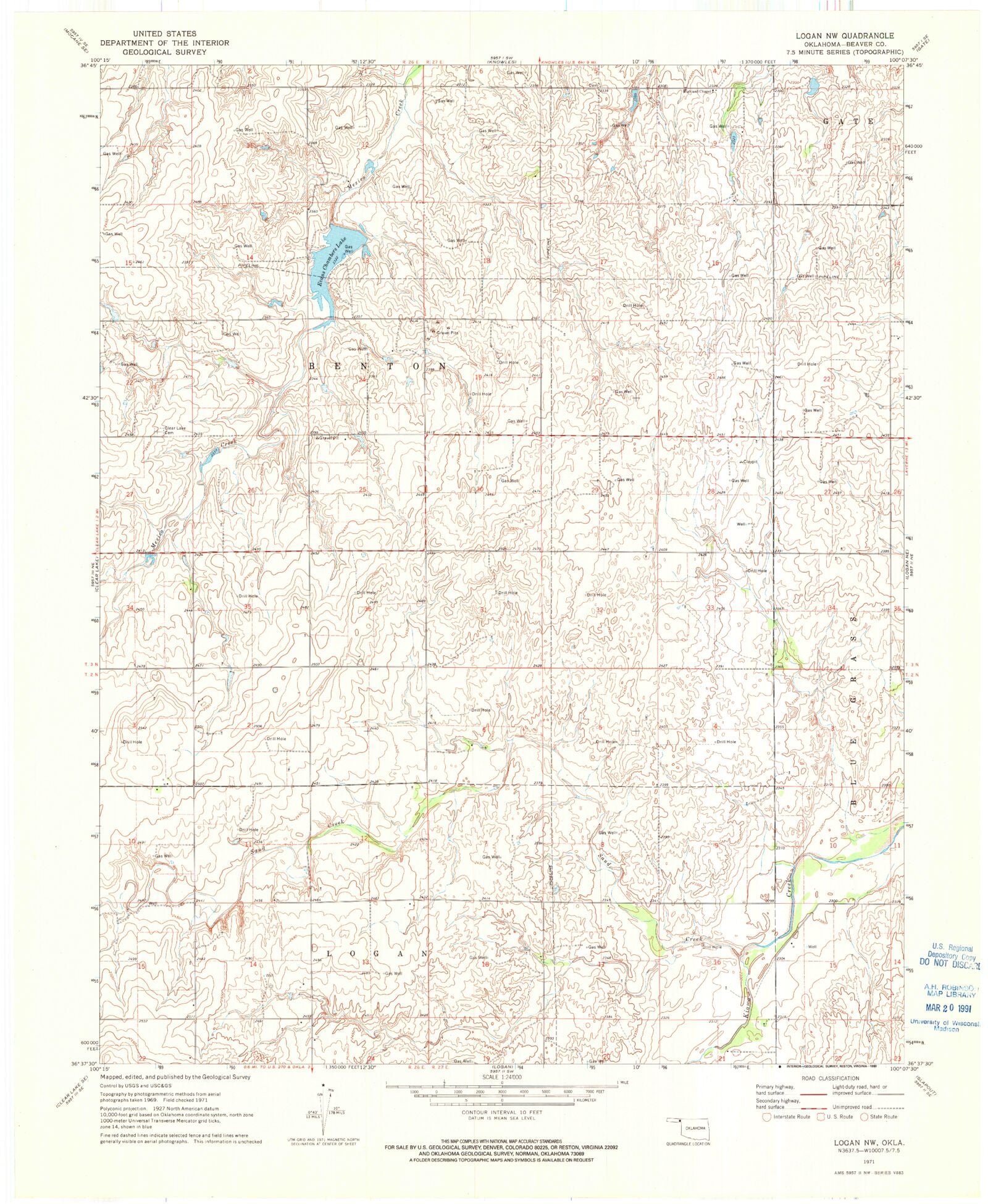 Classic USGS Logan NW Oklahoma 7.5'x7.5' Topo Map – MyTopo Map Store