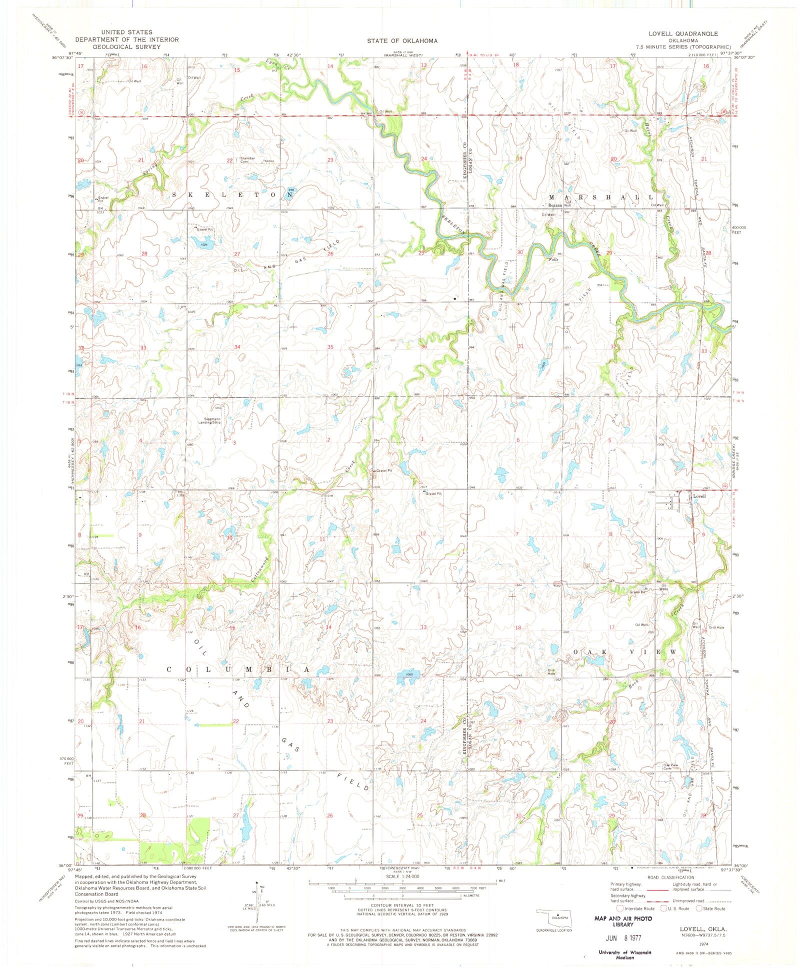 Classic USGS Lovell Oklahoma 7.5'x7.5' Topo Map – MyTopo Map Store