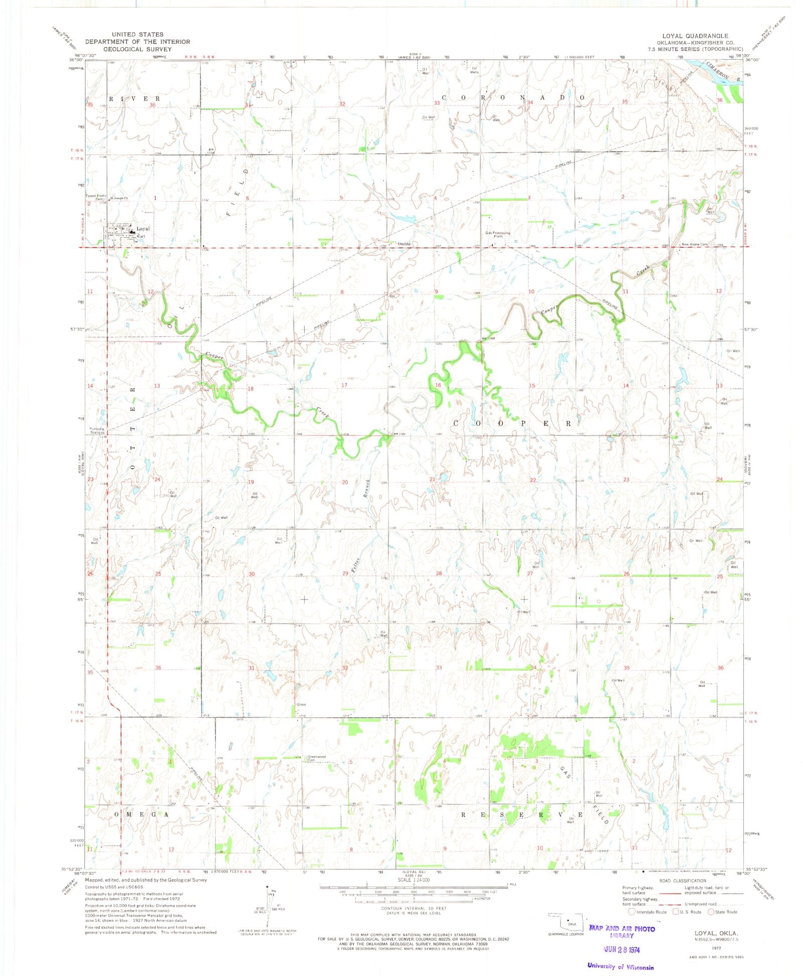 Classic USGS Loyal Oklahoma 7.5'x7.5' Topo Map – MyTopo Map Store