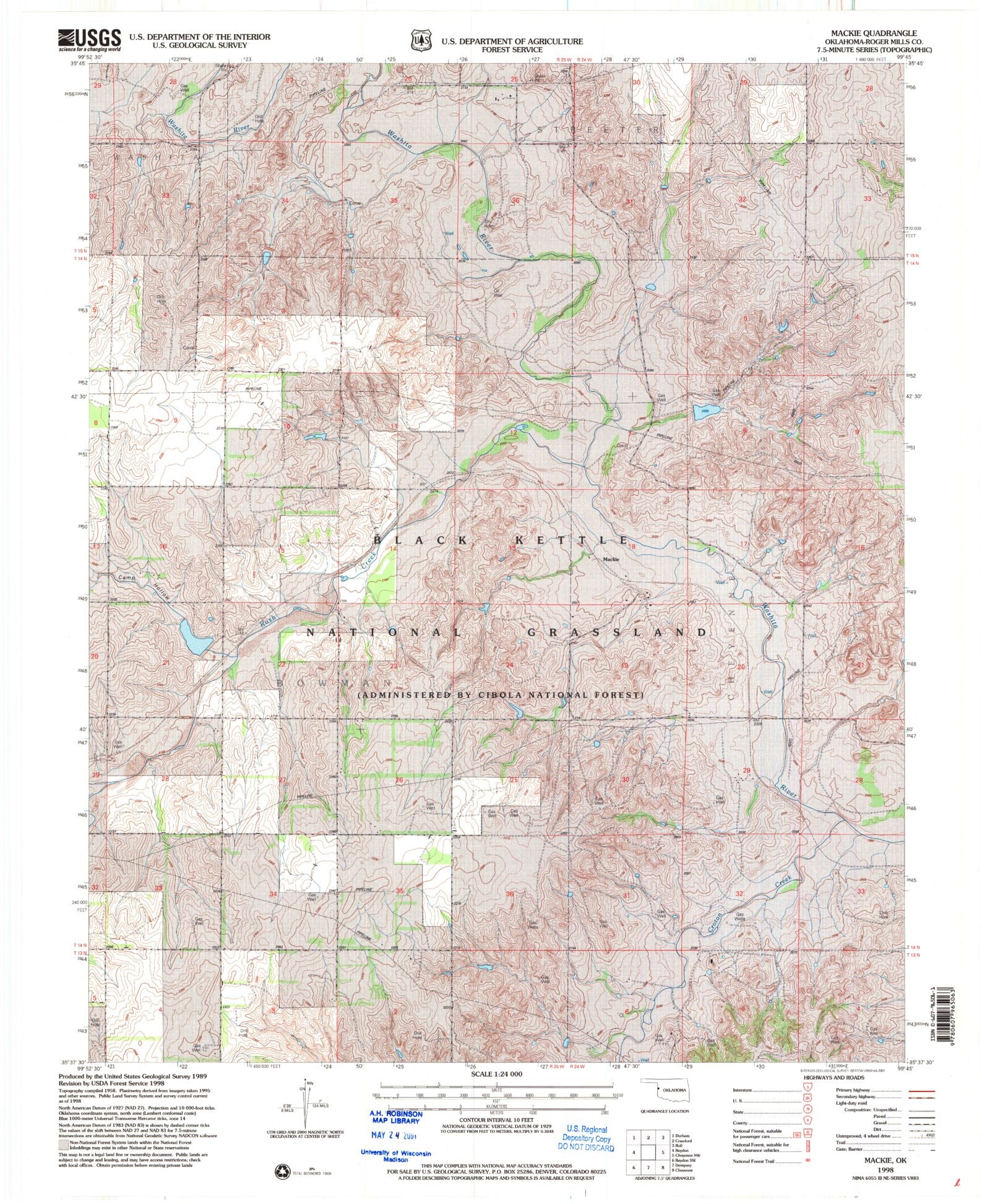 Classic USGS Mackie Oklahoma 7.5'x7.5' Topo Map – MyTopo Map Store