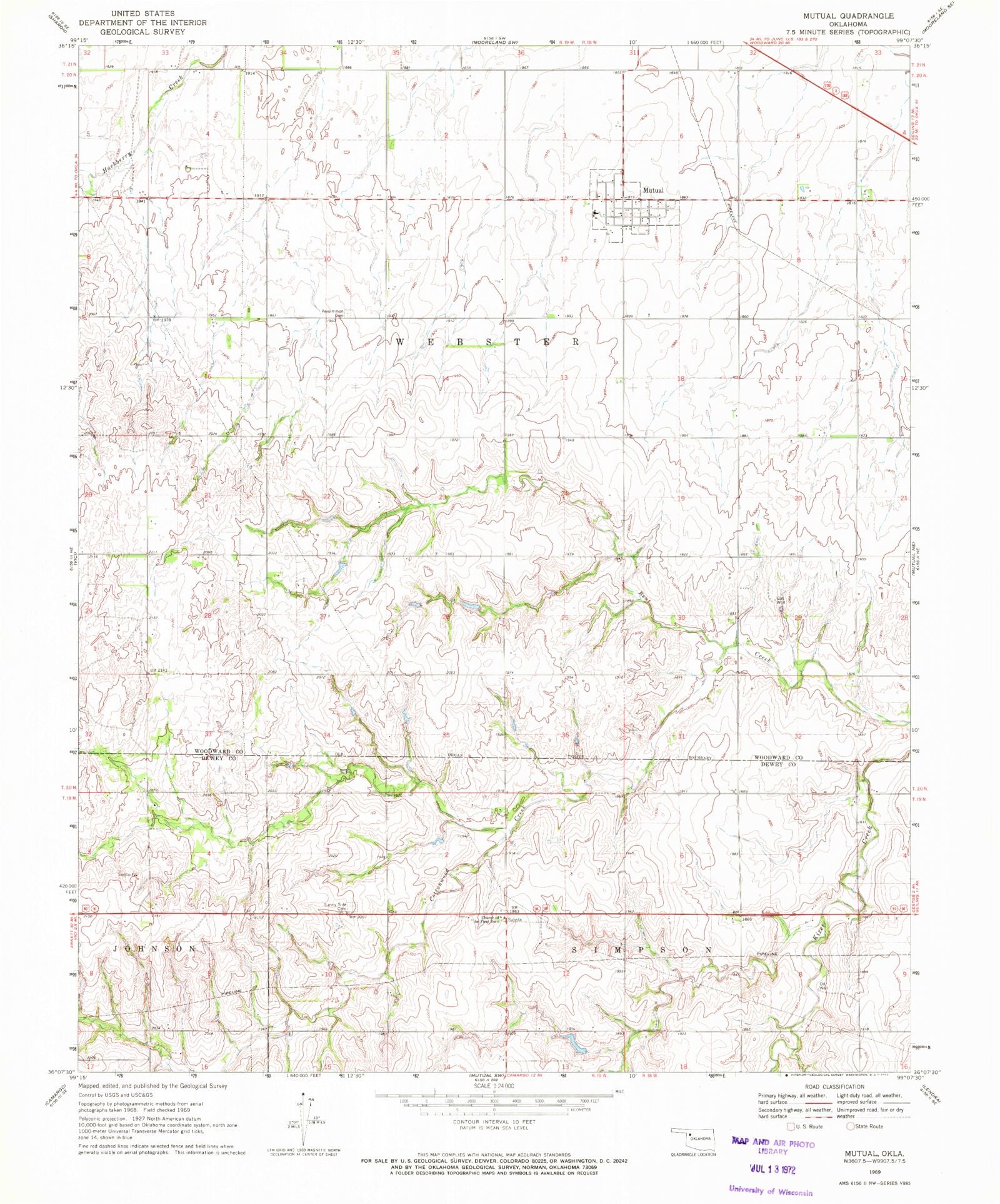 Classic USGS Mutual Oklahoma 7.5'x7.5' Topo Map – MyTopo Map Store