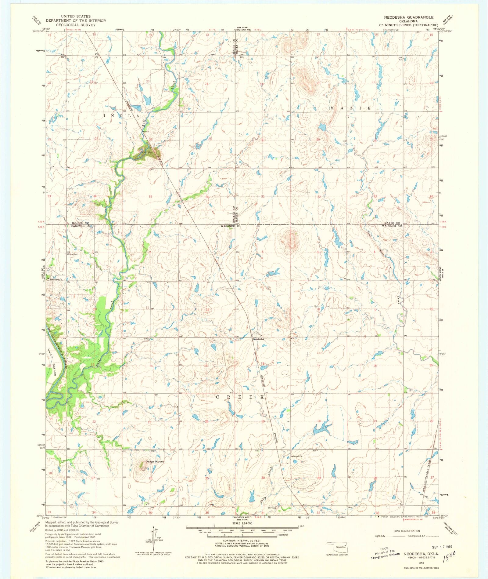 Classic USGS Neodesha Oklahoma 7.5'x7.5' Topo Map – MyTopo Map Store