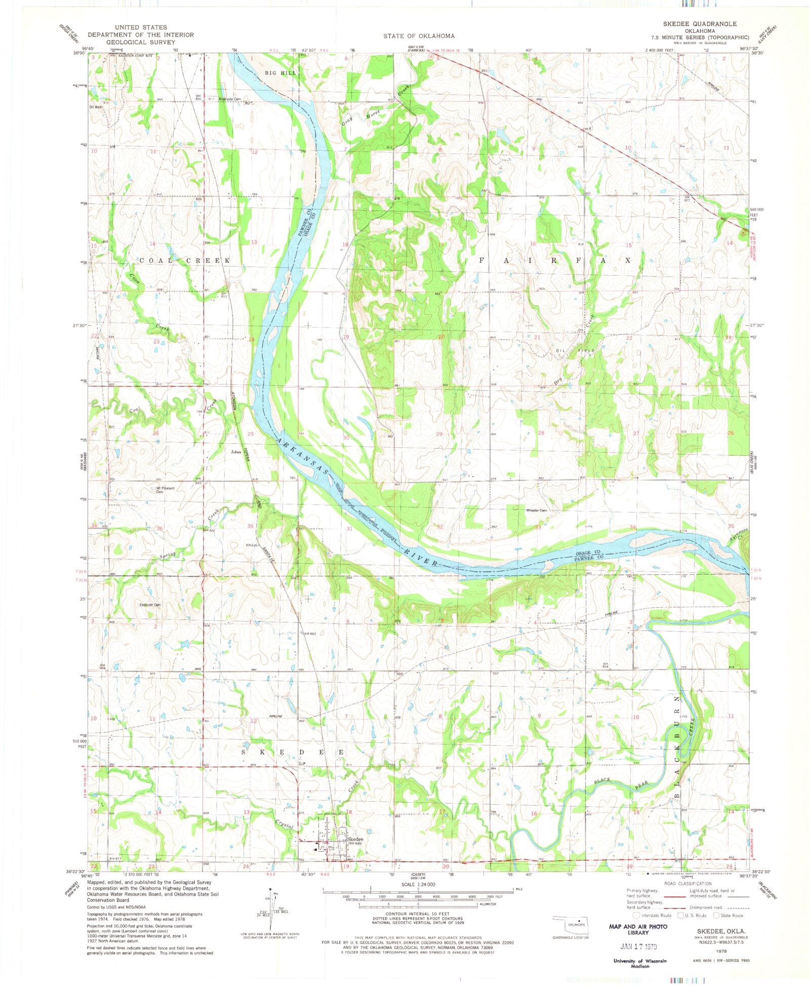 Classic USGS Skedee Oklahoma 7.5'x7.5' Topo Map – MyTopo Map Store