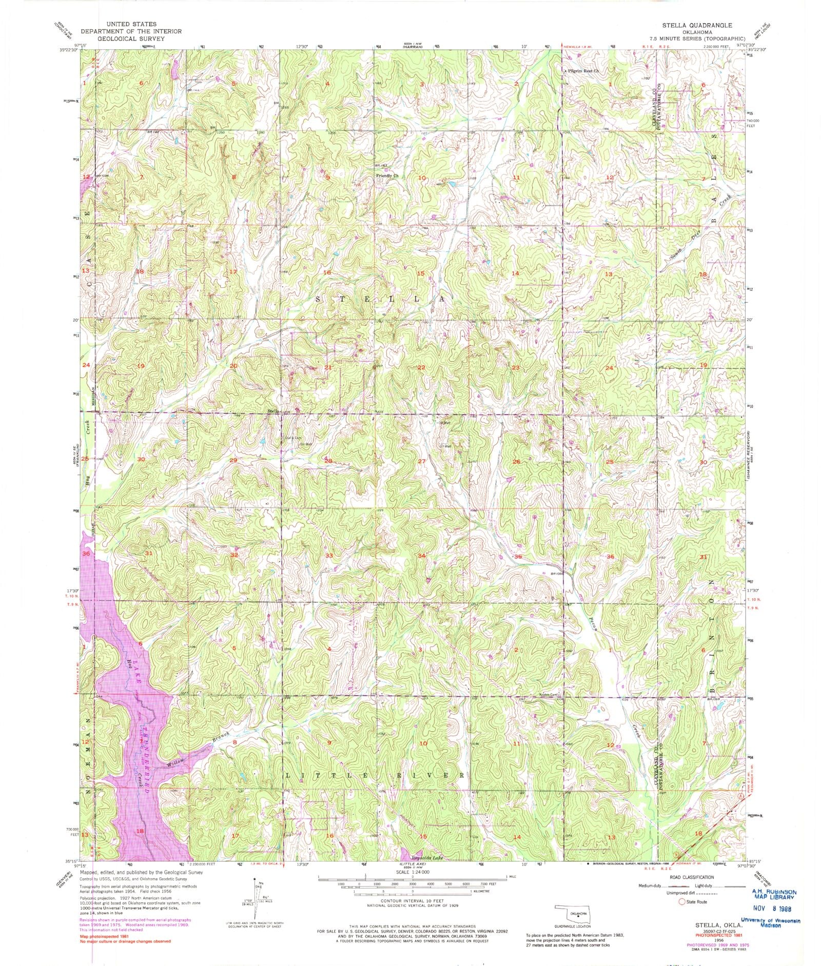 Classic USGS Stella Oklahoma 7.5'x7.5' Topo Map – MyTopo Map Store