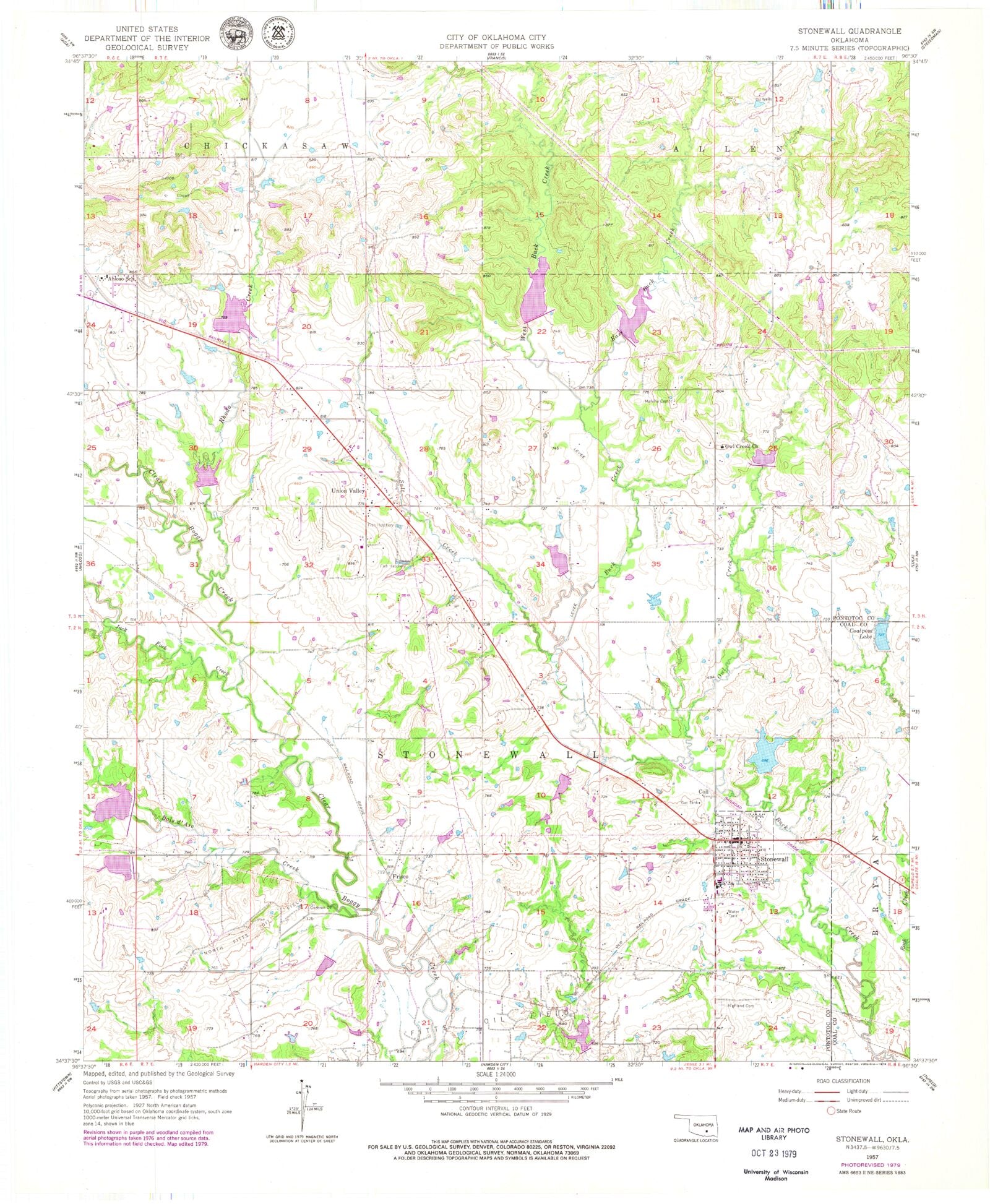 Classic USGS Stonewall Oklahoma 7.5'x7.5' Topo Map – MyTopo Map Store