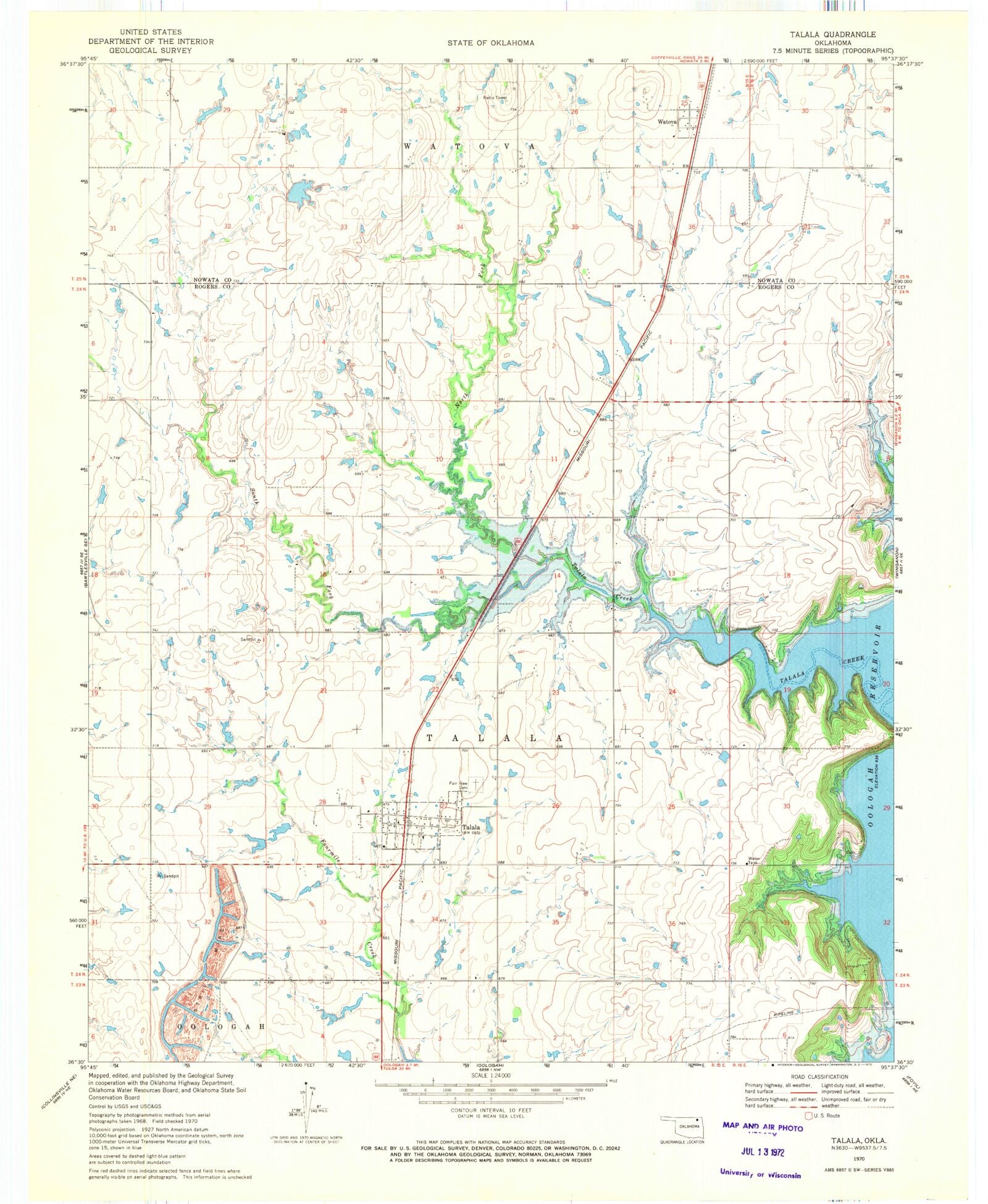 Classic USGS Talala Oklahoma 7.5'x7.5' Topo Map – MyTopo Map Store