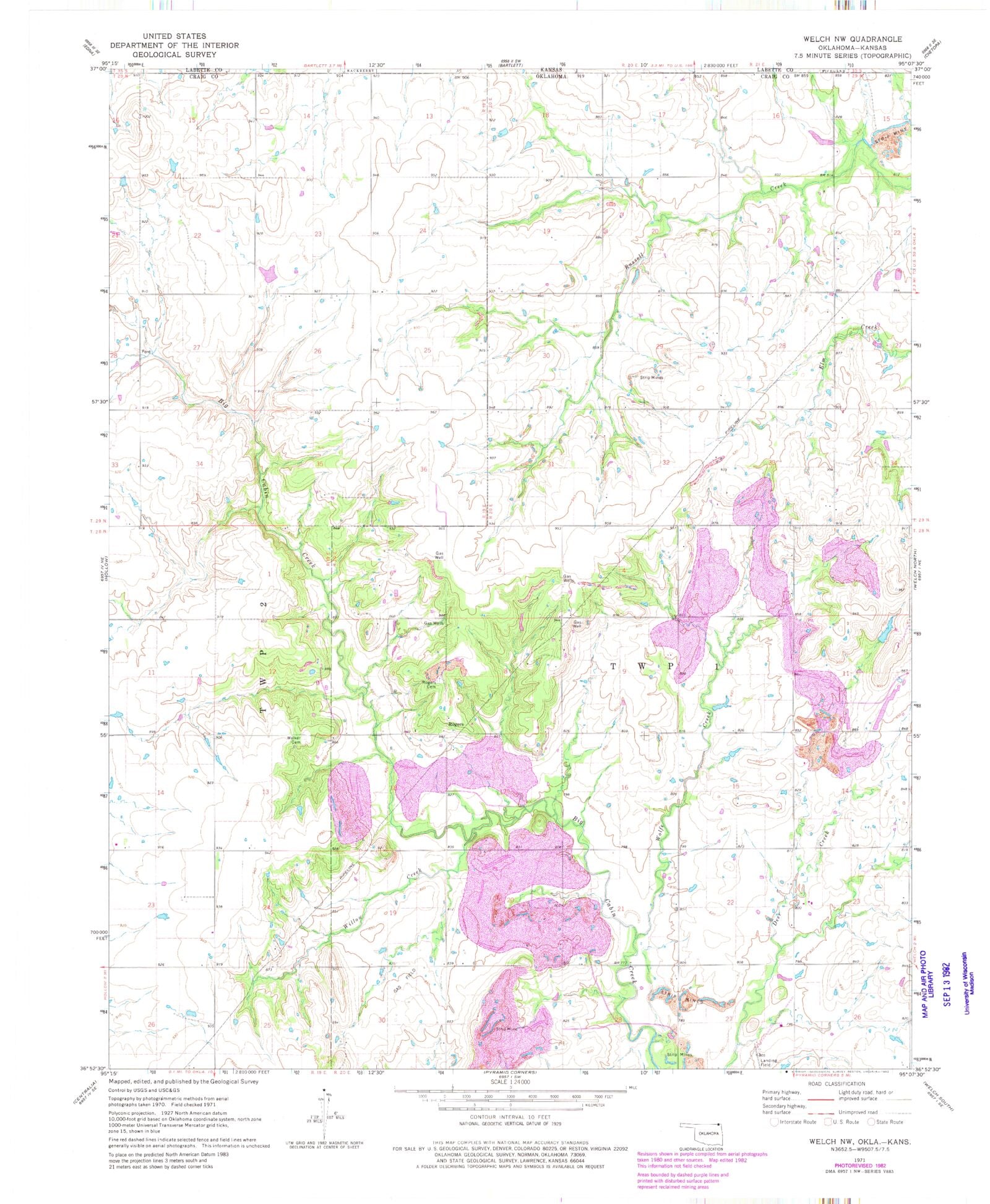 Classic USGS Welch NW Oklahoma 7.5'x7.5' Topo Map – MyTopo Map Store