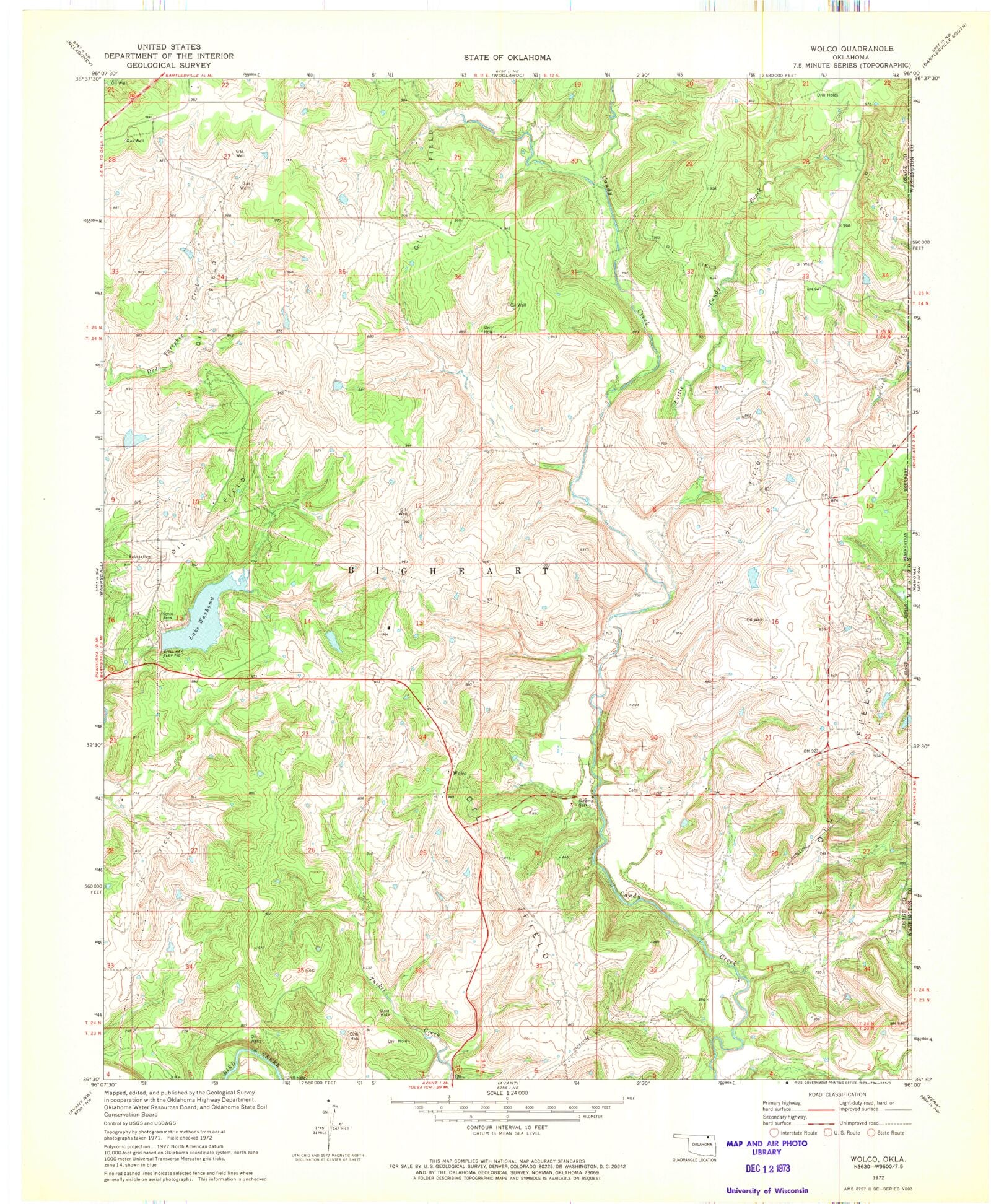 Classic USGS Wolco Oklahoma 7.5'x7.5' Topo Map – MyTopo Map Store