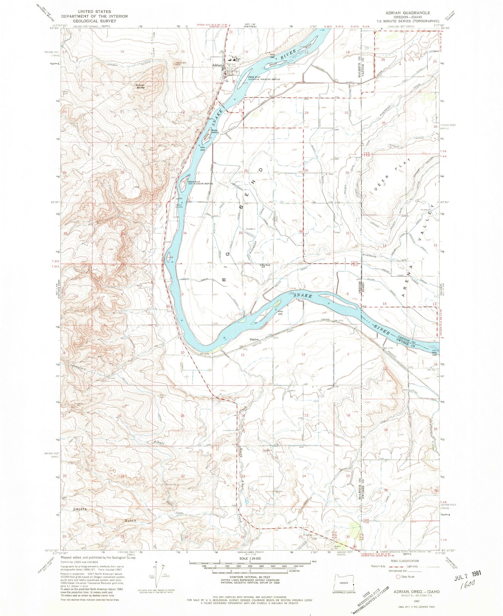 Classic USGS Adrian Oregon 7.5'x7.5' Topo Map – MyTopo Map Store