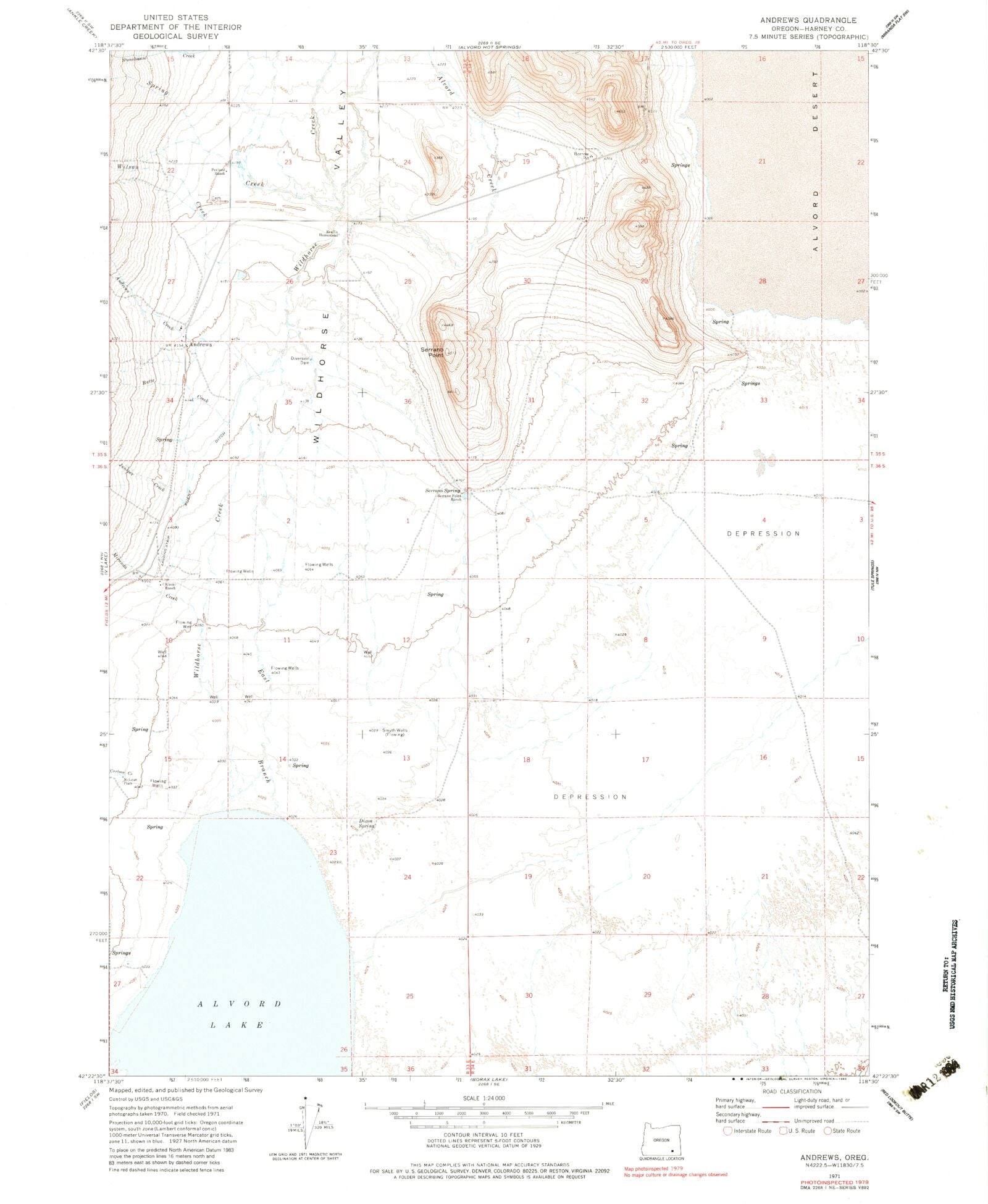 Classic USGS Andrews Oregon 7.5'x7.5' Topo Map – MyTopo Map Store