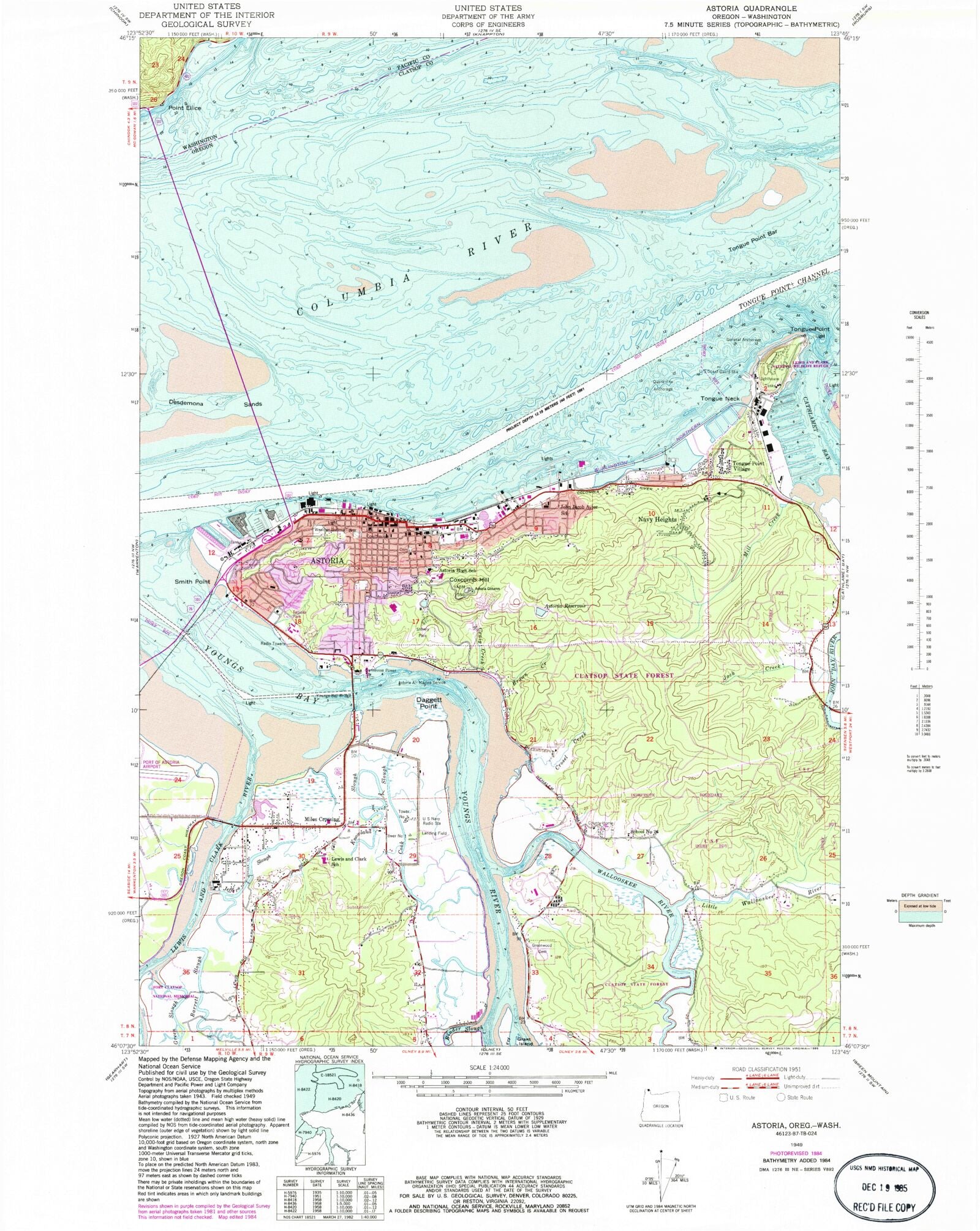 Classic USGS Astoria Oregon 7.5'x7.5' Topo Map – MyTopo Map Store