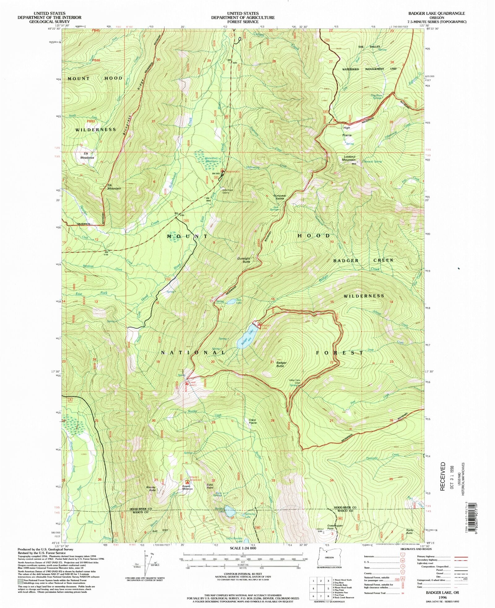 Classic USGS Badger Lake Oregon 7.5'x7.5' Topo Map – MyTopo Map Store
