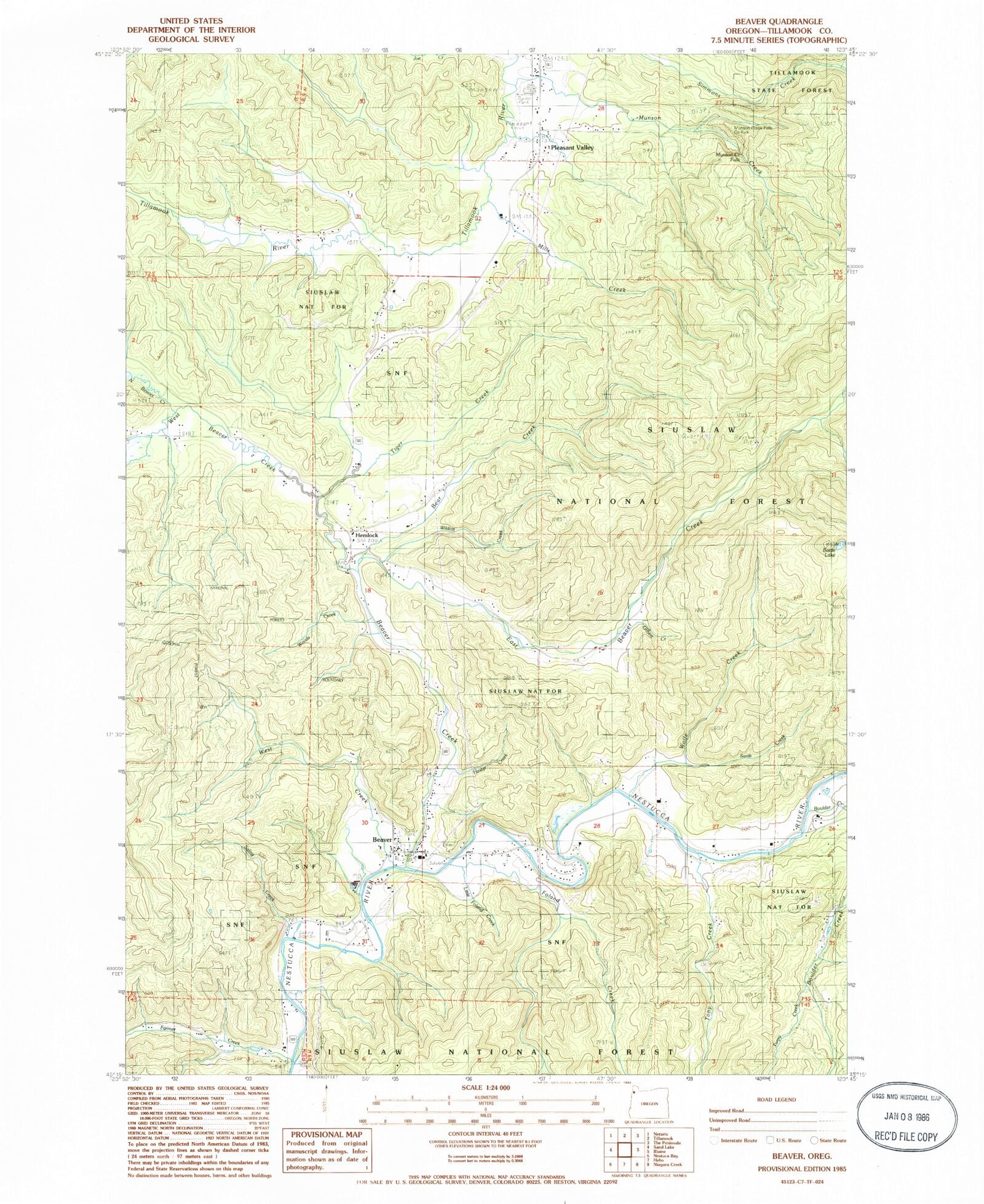 Classic USGS Beaver Oregon 7.5'x7.5' Topo Map – MyTopo Map Store