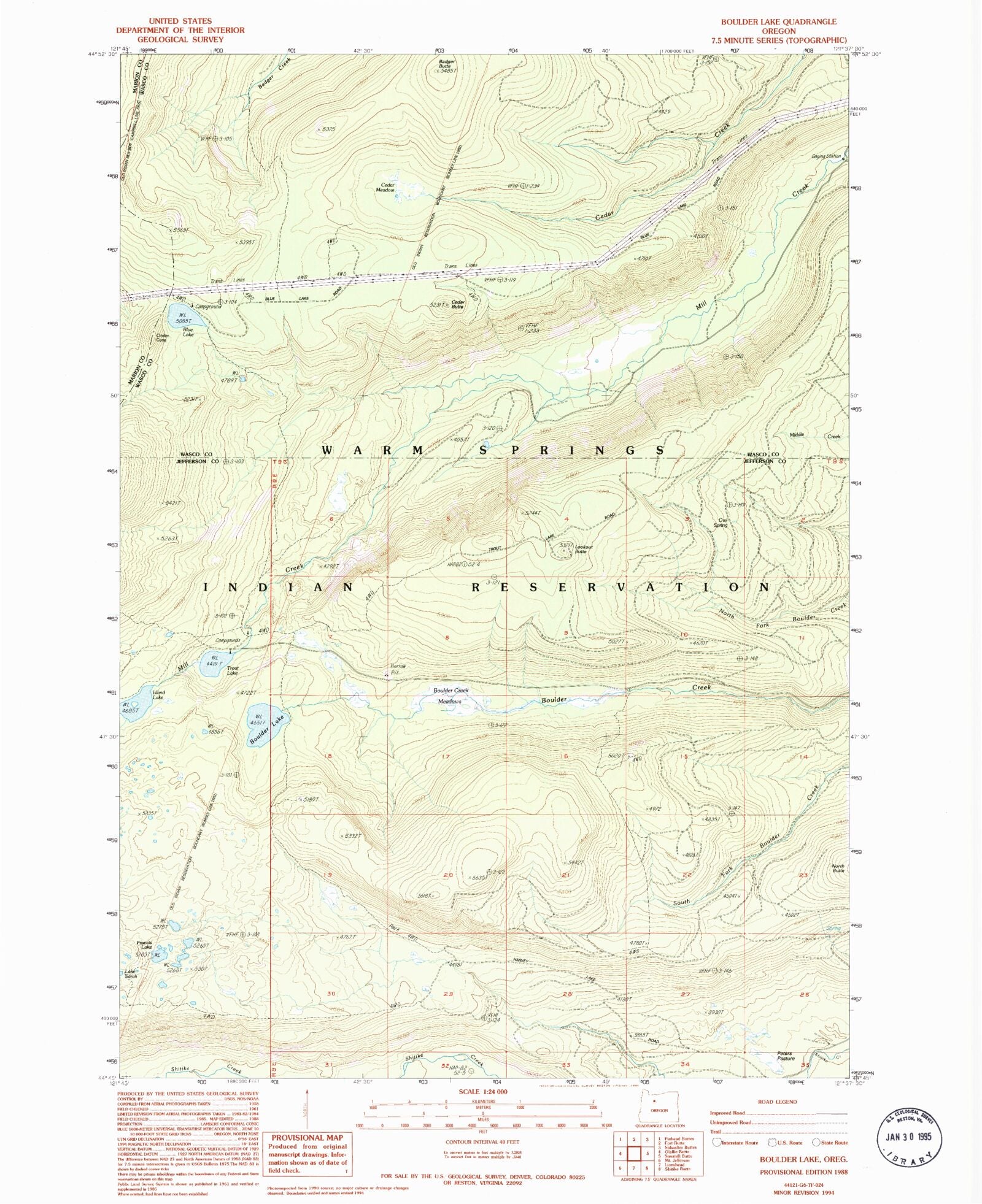 Classic USGS Boulder Lake Oregon 7.5'x7.5' Topo Map – MyTopo Map Store