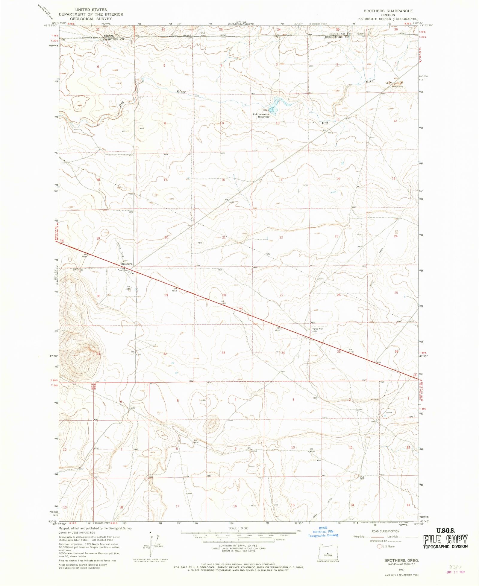Classic USGS Brothers Oregon 7.5'x7.5' Topo Map – MyTopo Map Store