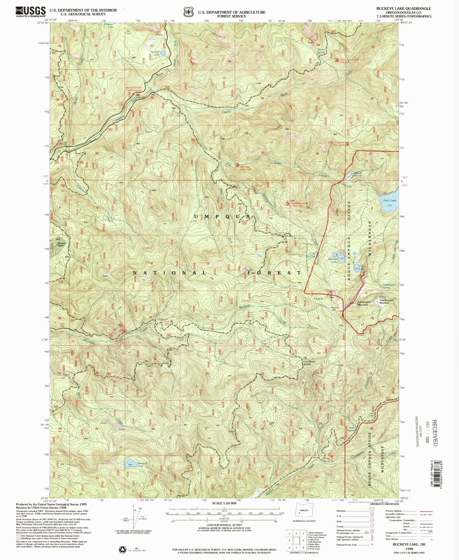 Classic USGS Buckeye Lake Oregon 7.5'x7.5' Topo Map – MyTopo Map Store
