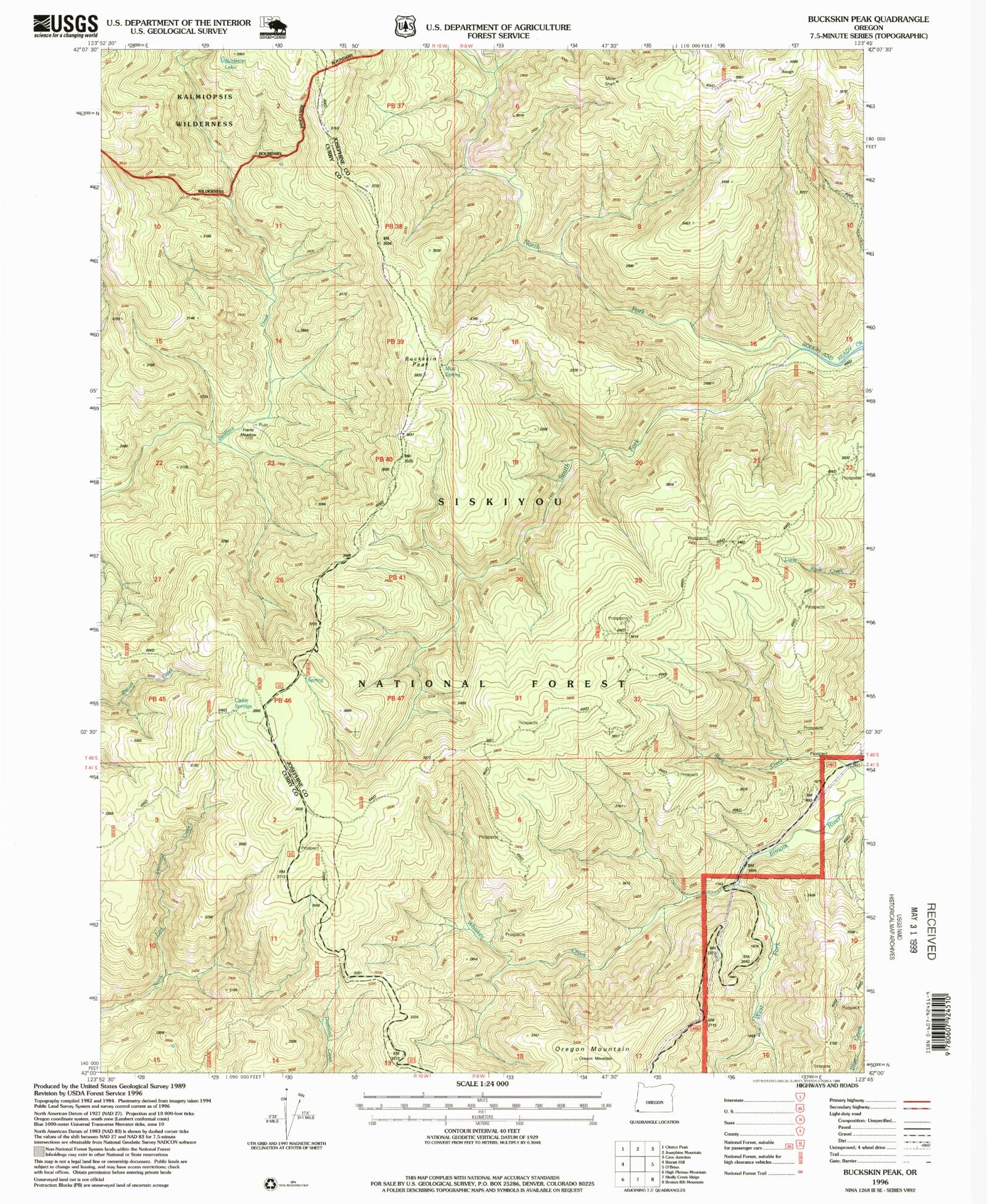 Classic USGS Buckskin Peak Oregon 7.5'x7.5' Topo Map – MyTopo Map Store