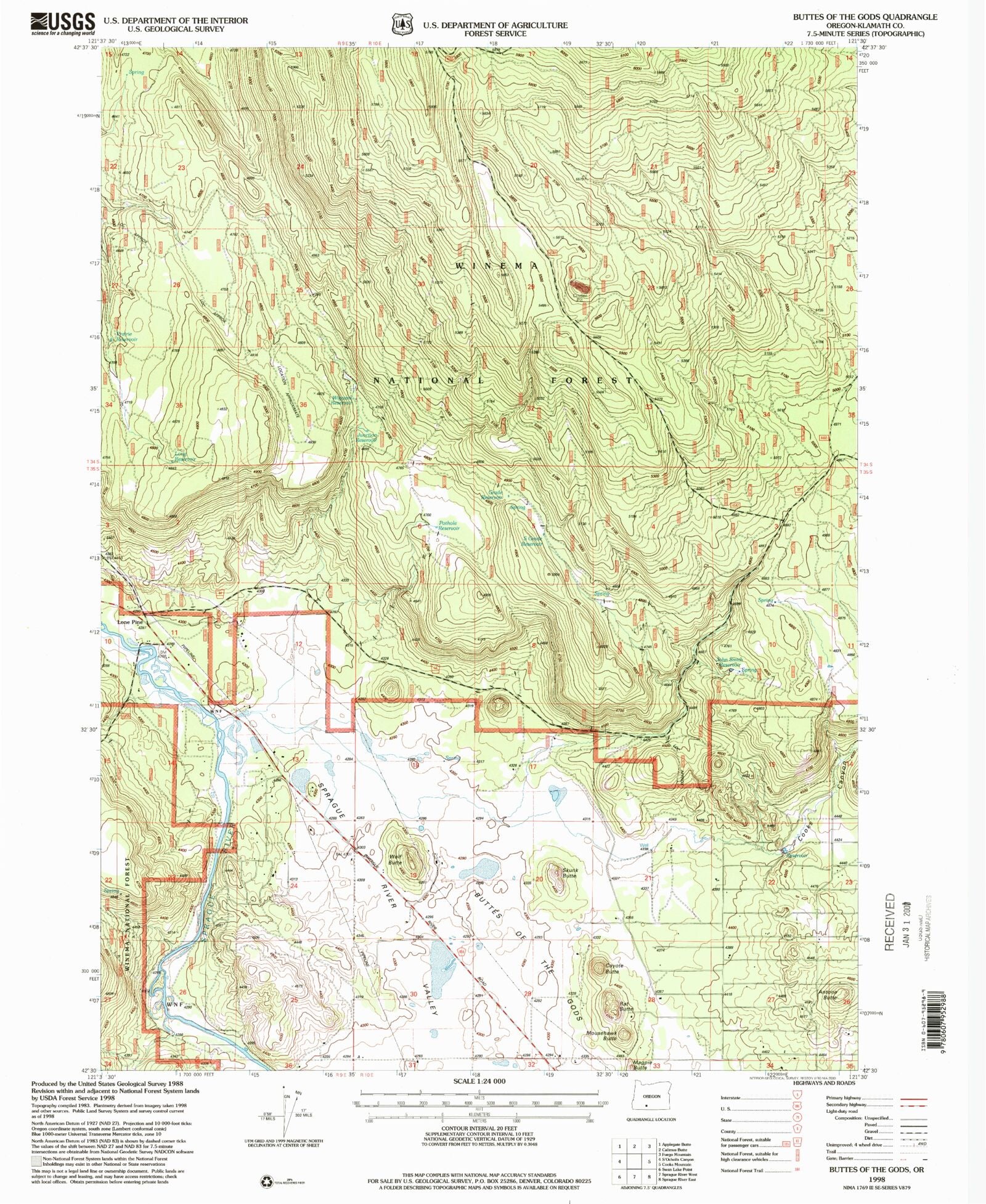 Classic USGS Buttes of the Gods Oregon 7.5'x7.5' Topo Map – MyTopo Map ...