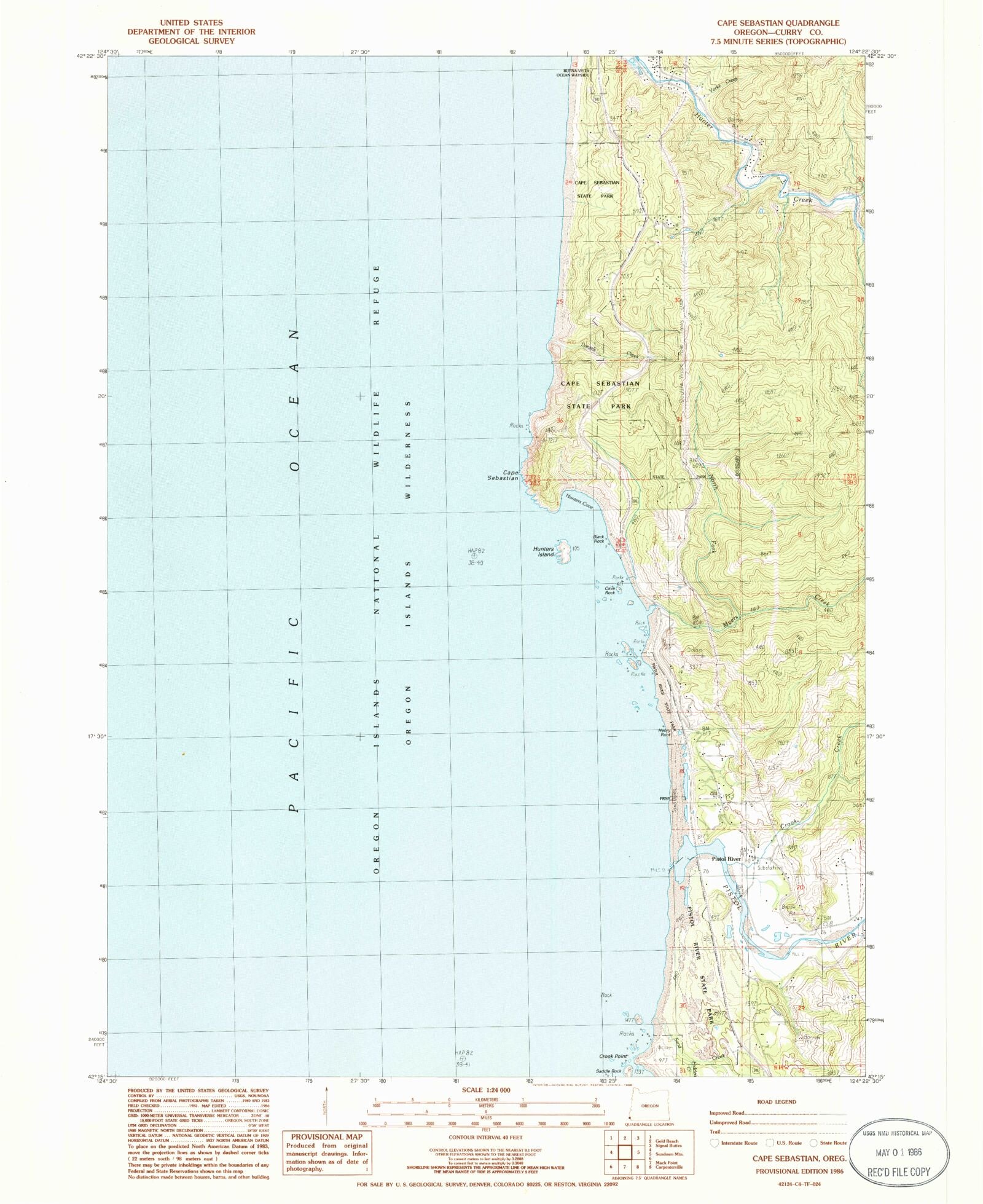 Classic USGS Cape Sebastian Oregon 7.5'x7.5' Topo Map – MyTopo Map Store