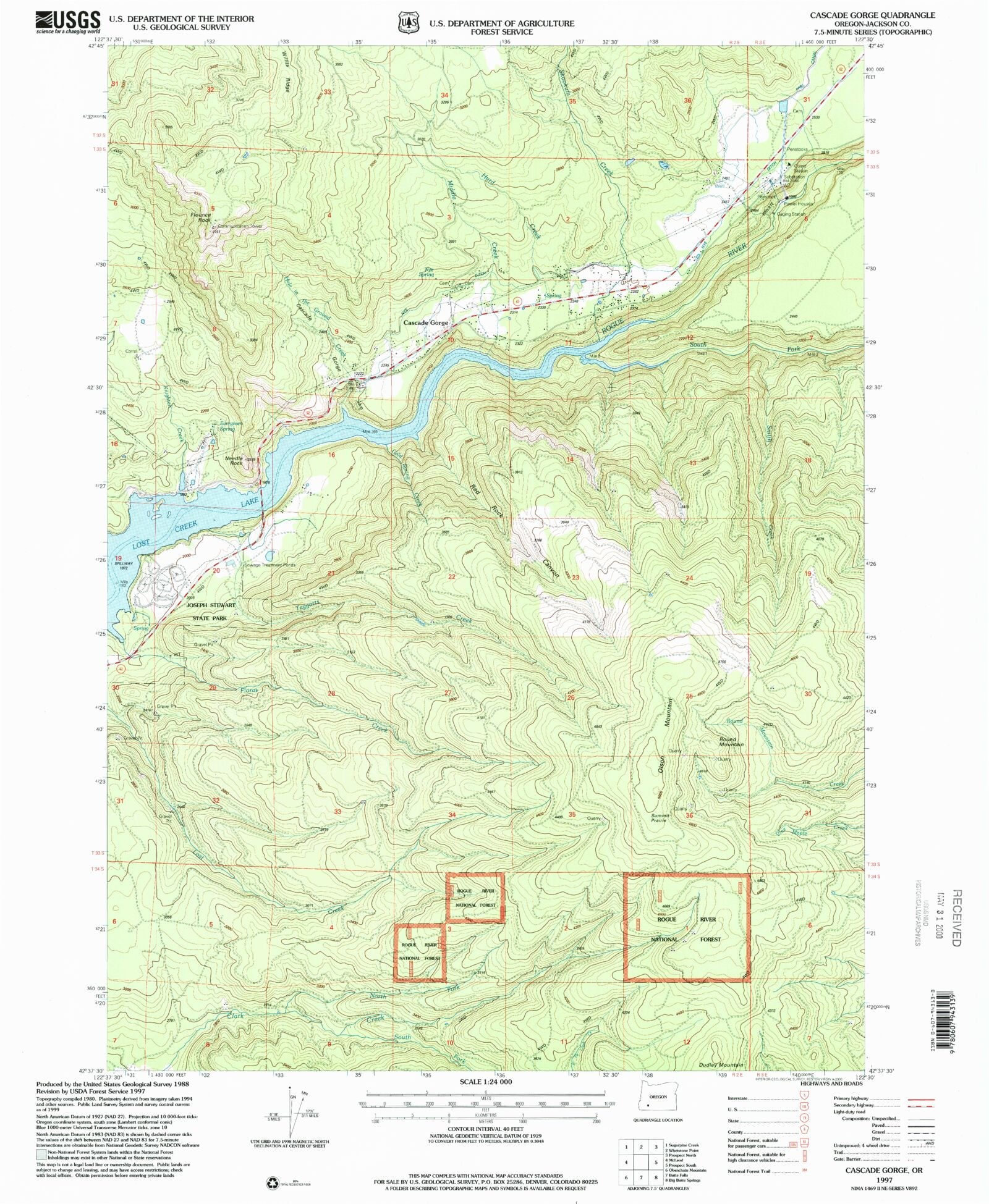 Classic USGS Cascade Gorge Oregon 7.5'x7.5' Topo Map – MyTopo Map Store