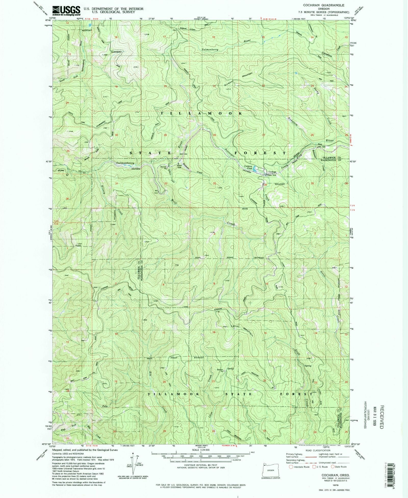 Classic USGS Cochran Oregon 7.5'x7.5' Topo Map – MyTopo Map Store