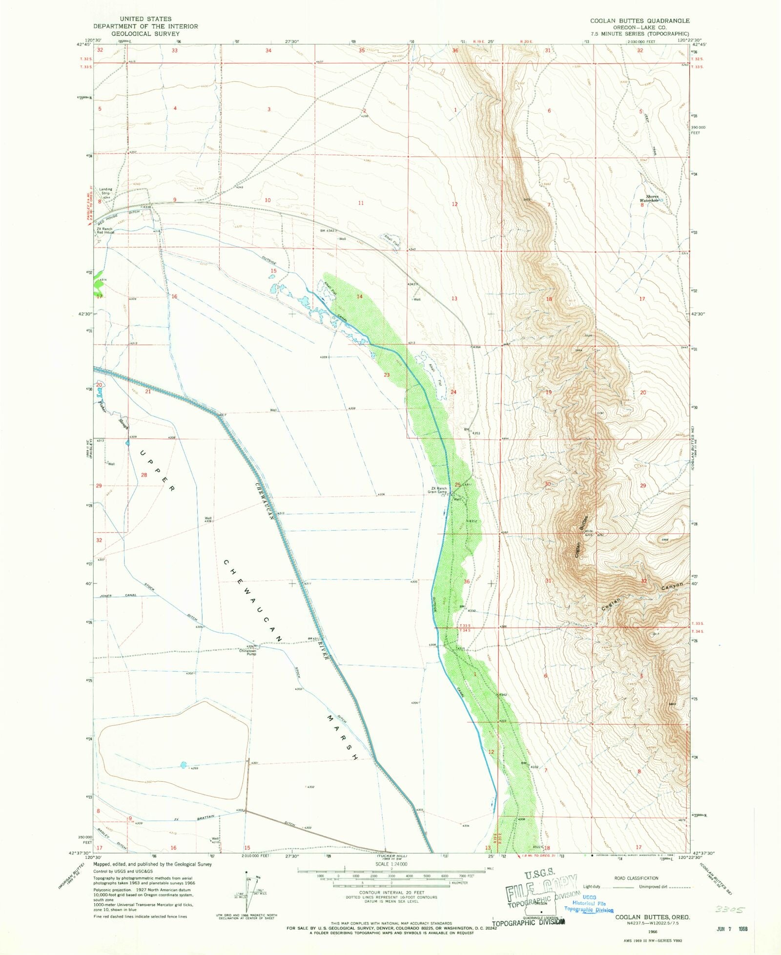 Classic USGS Coglan Buttes Oregon 7.5'x7.5' Topo Map – MyTopo Map Store