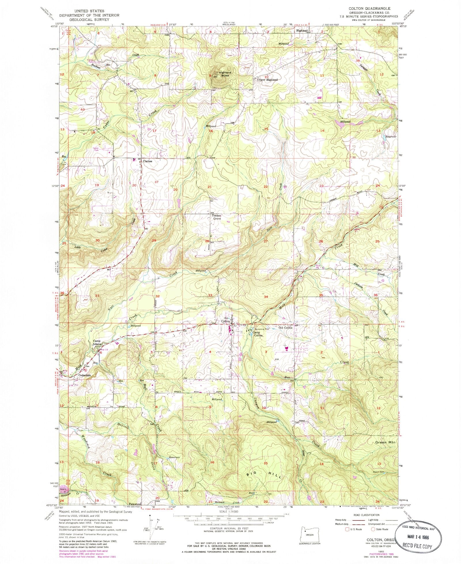Classic USGS Colton Oregon 7.5'x7.5' Topo Map – MyTopo Map Store