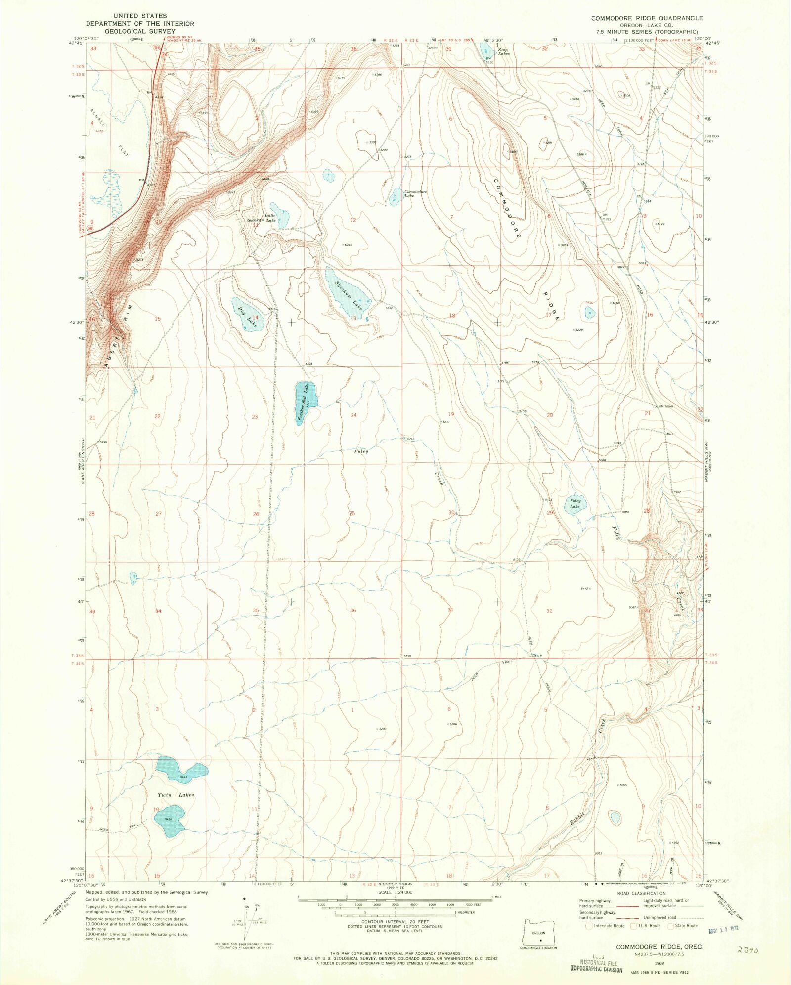 Classic USGS Commodore Ridge Oregon 7.5'x7.5' Topo Map – MyTopo Map Store