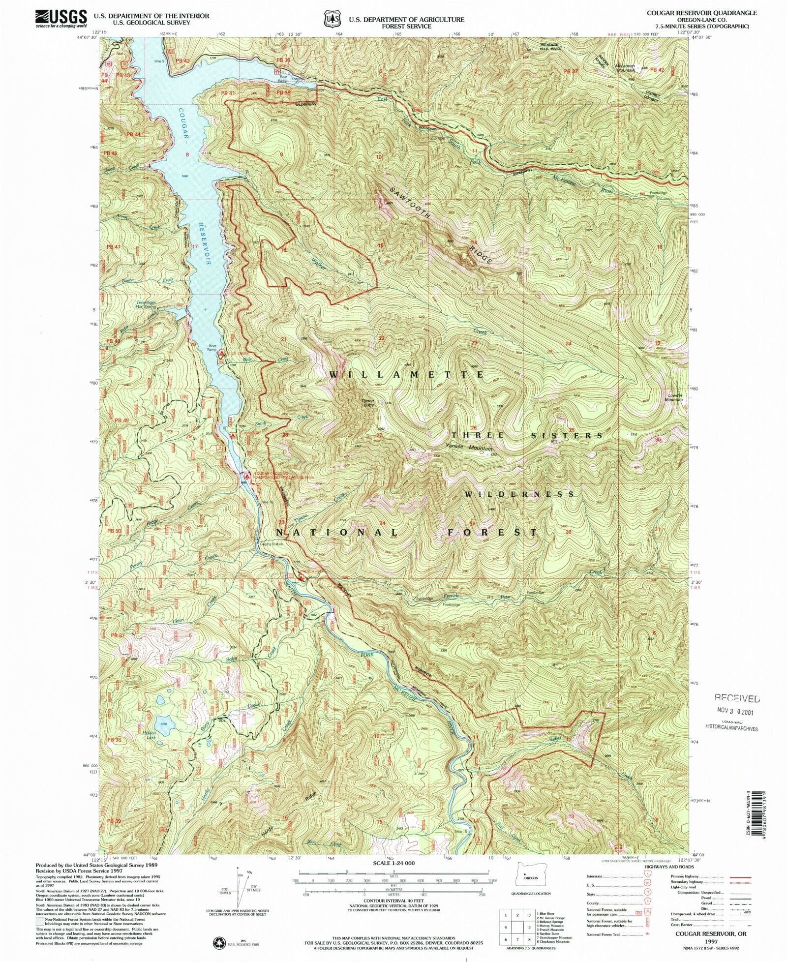 Classic USGS Cougar Reservoir Oregon 7.5'x7.5' Topo Map – MyTopo Map Store