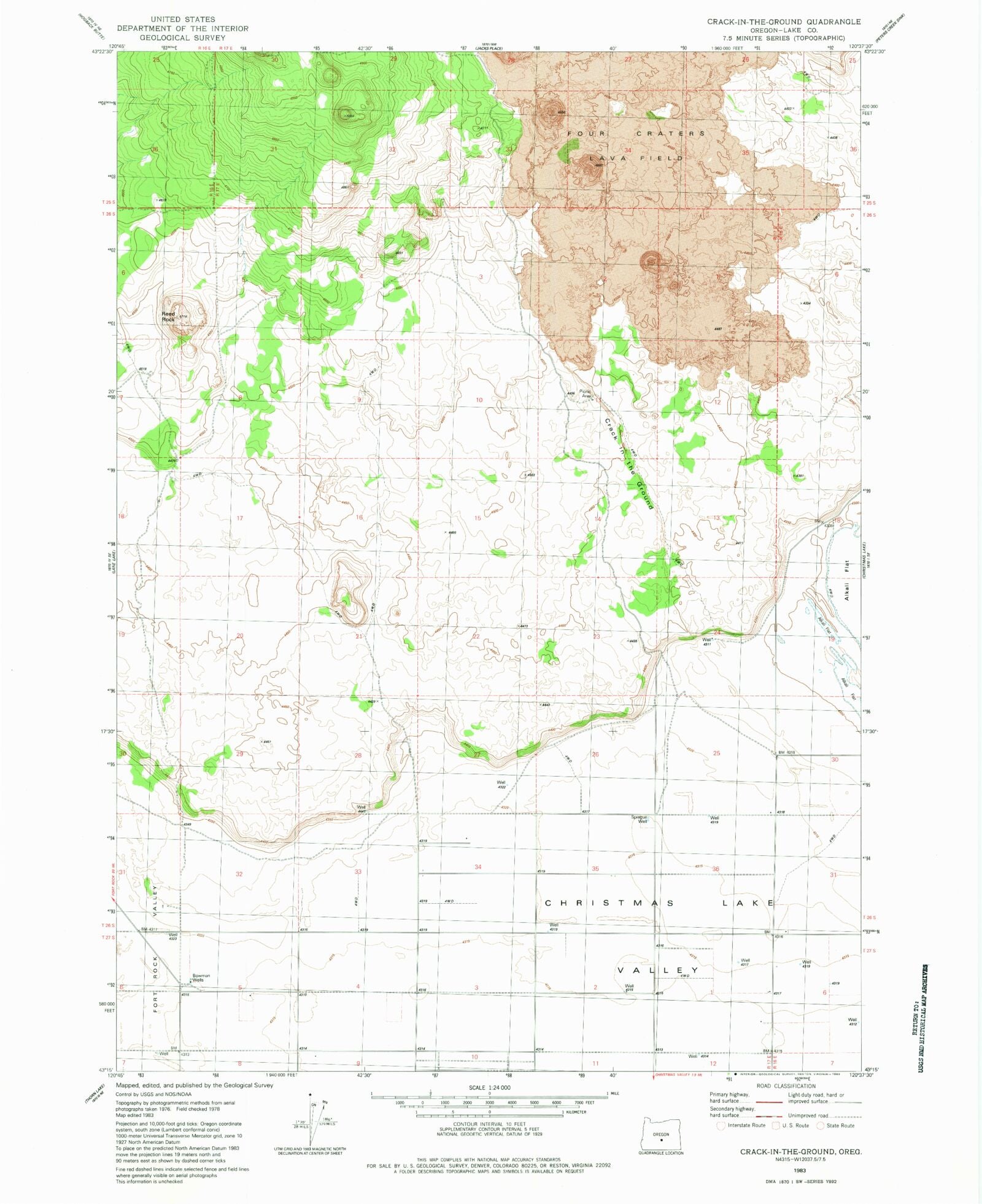 Classic USGS Crack In The Ground Oregon 7.5'x7.5' Topo Map – MyTopo Map ...