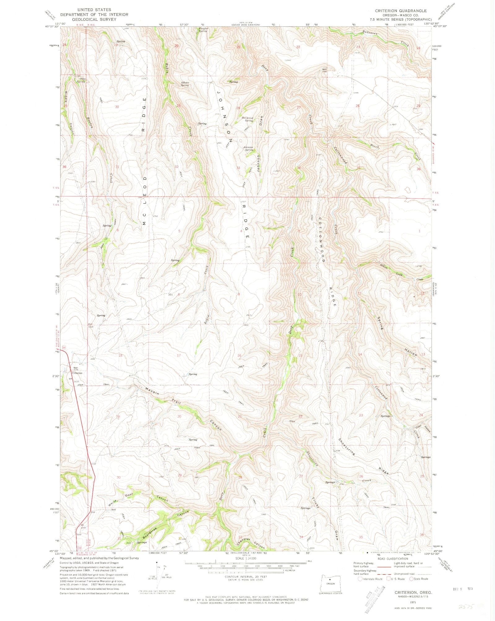 Classic USGS Criterion Oregon 7.5'x7.5' Topo Map – MyTopo Map Store