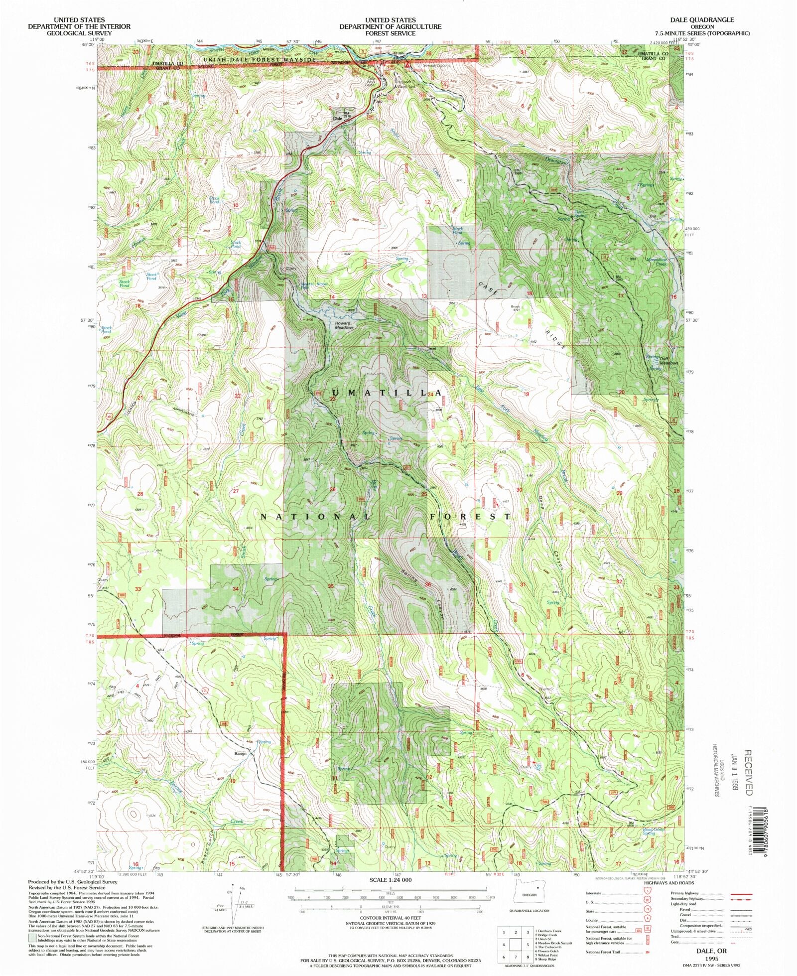 Classic USGS Dale Oregon 7.5'x7.5' Topo Map – MyTopo Map Store