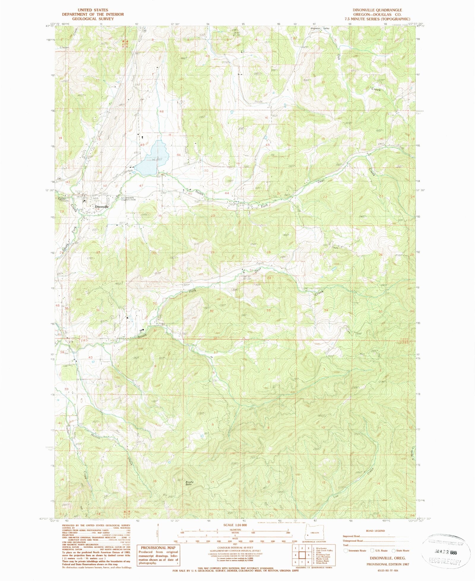Classic USGS Dixonville Oregon 7.5'x7.5' Topo Map – MyTopo Map Store