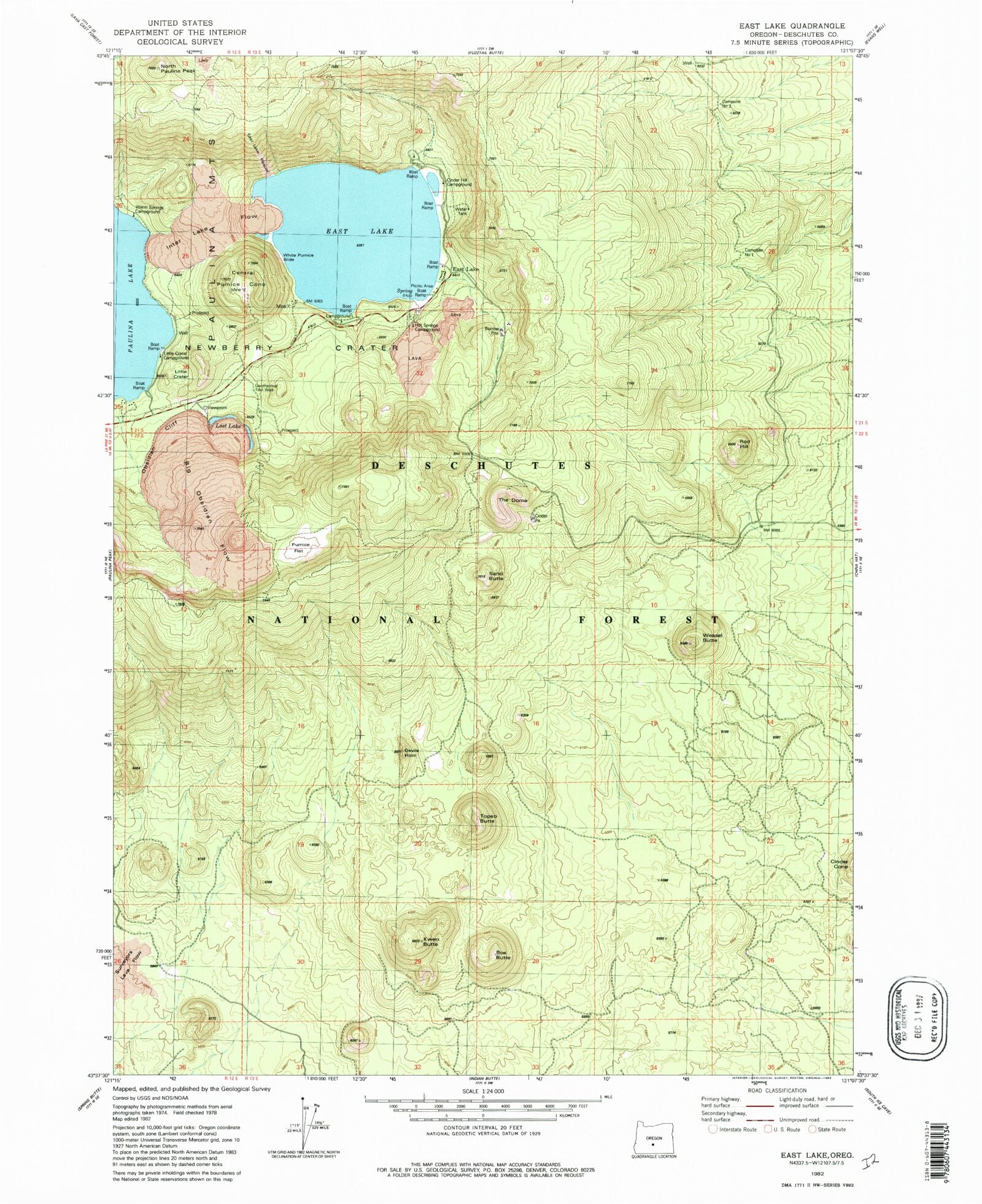 Classic USGS East Lake Oregon 7.5'x7.5' Topo Map – MyTopo Map Store