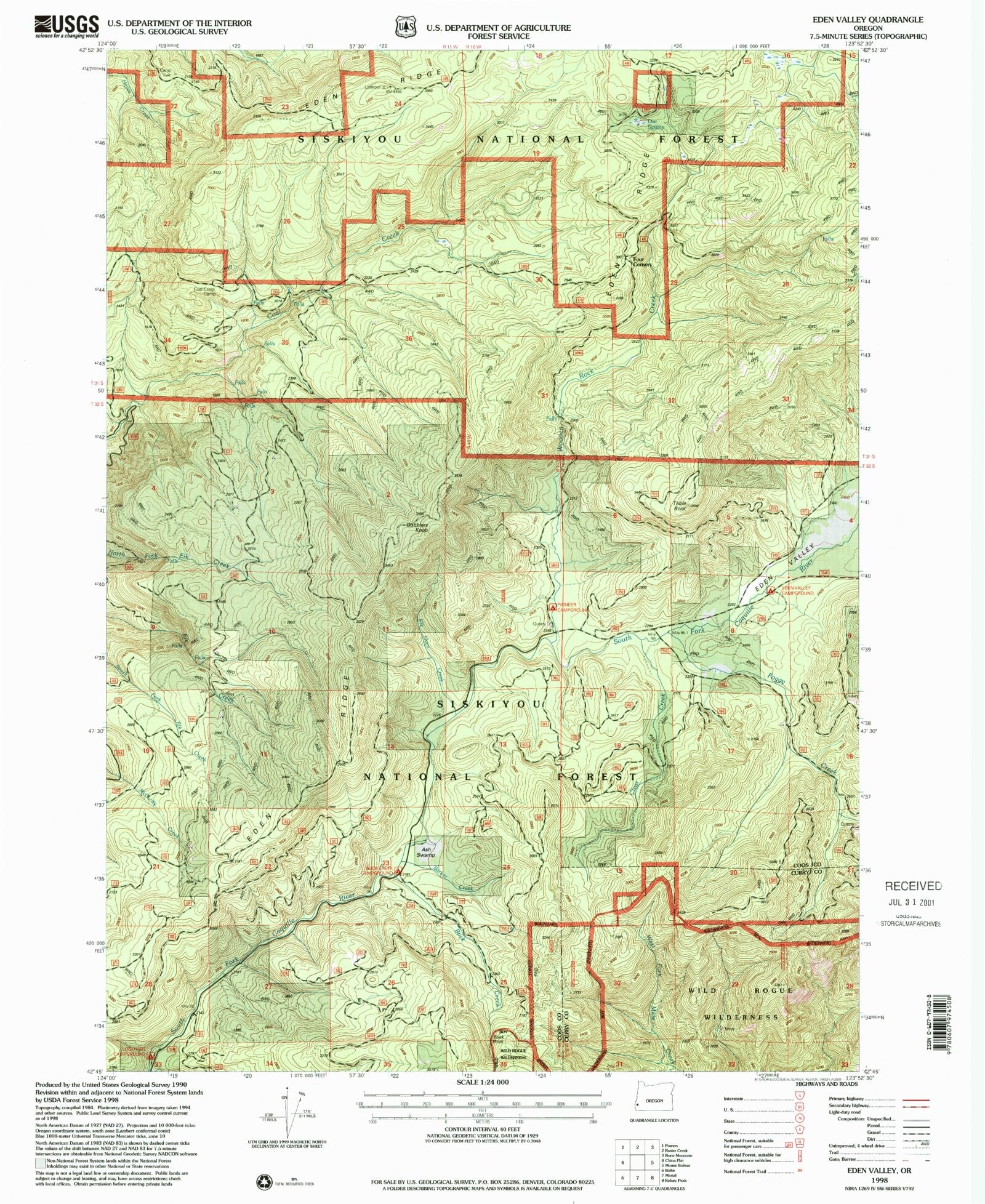Classic USGS Eden Valley Oregon 7.5'x7.5' Topo Map – MyTopo Map Store
