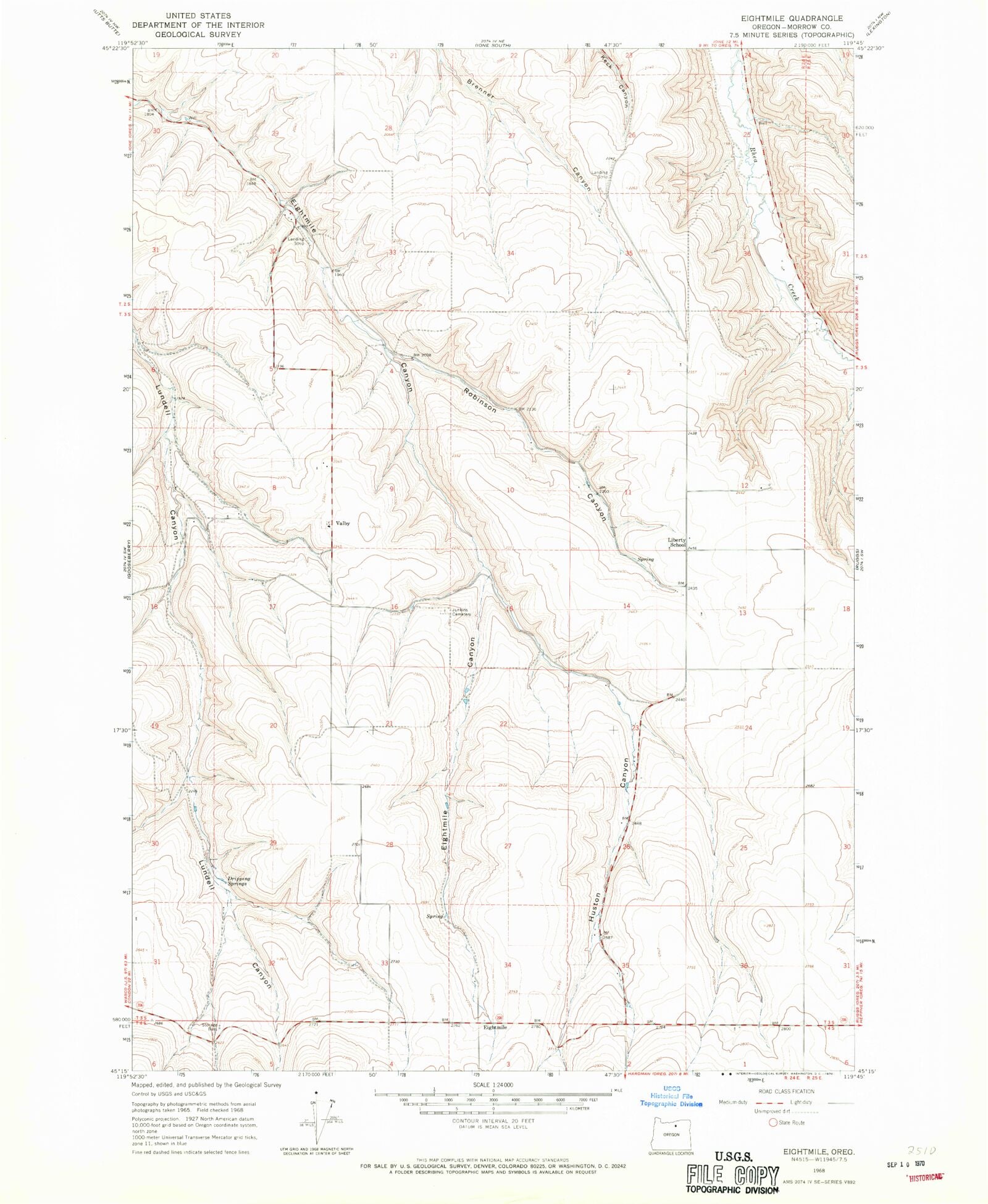 Classic USGS Eightmile Oregon 7.5'x7.5' Topo Map – MyTopo Map Store