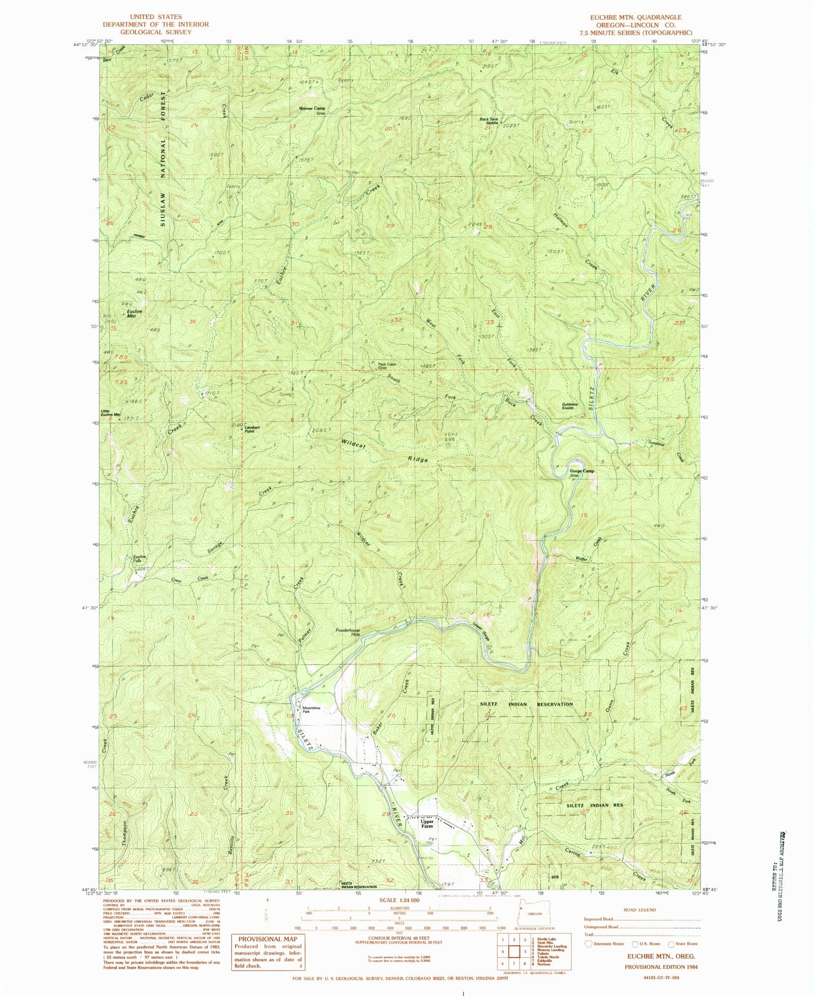 Classic USGS Euchre Mountain Oregon 7.5'x7.5' Topo Map – MyTopo Map Store