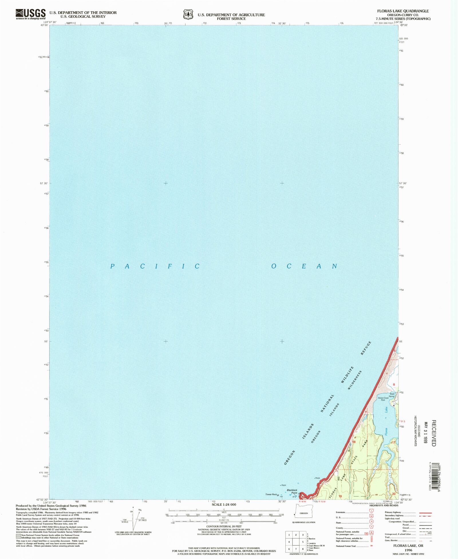 Classic USGS Floras Lake Oregon 7.5'x7.5' Topo Map – MyTopo Map Store