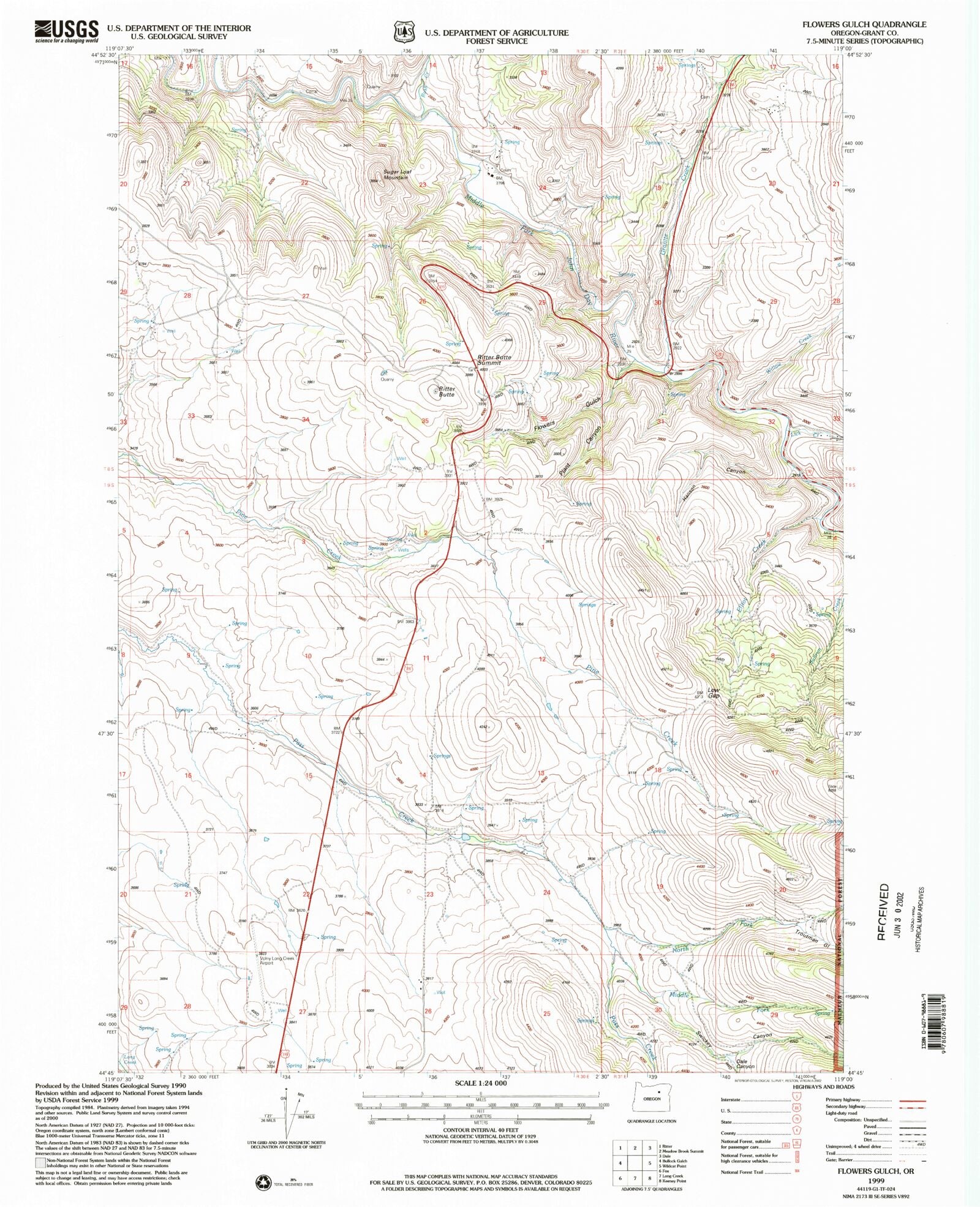 Classic USGS Flowers Gulch Oregon 7.5'x7.5' Topo Map – MyTopo Map Store