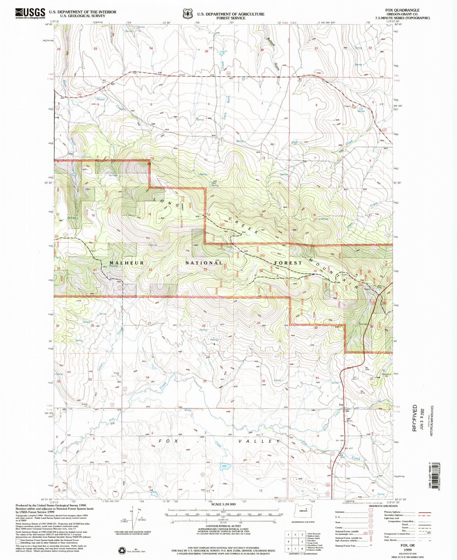 Classic USGS Fox Oregon 7.5'x7.5' Topo Map – MyTopo Map Store
