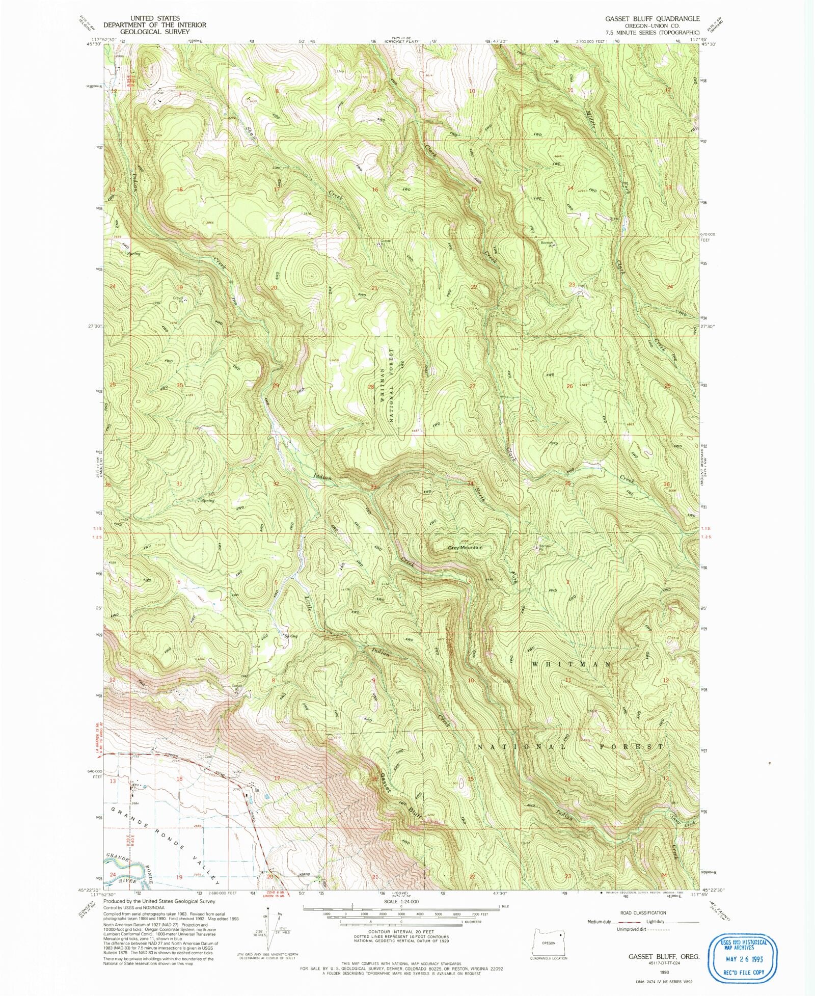 Classic USGS Gasset Bluff Oregon 7.5'x7.5' Topo Map – MyTopo Map Store