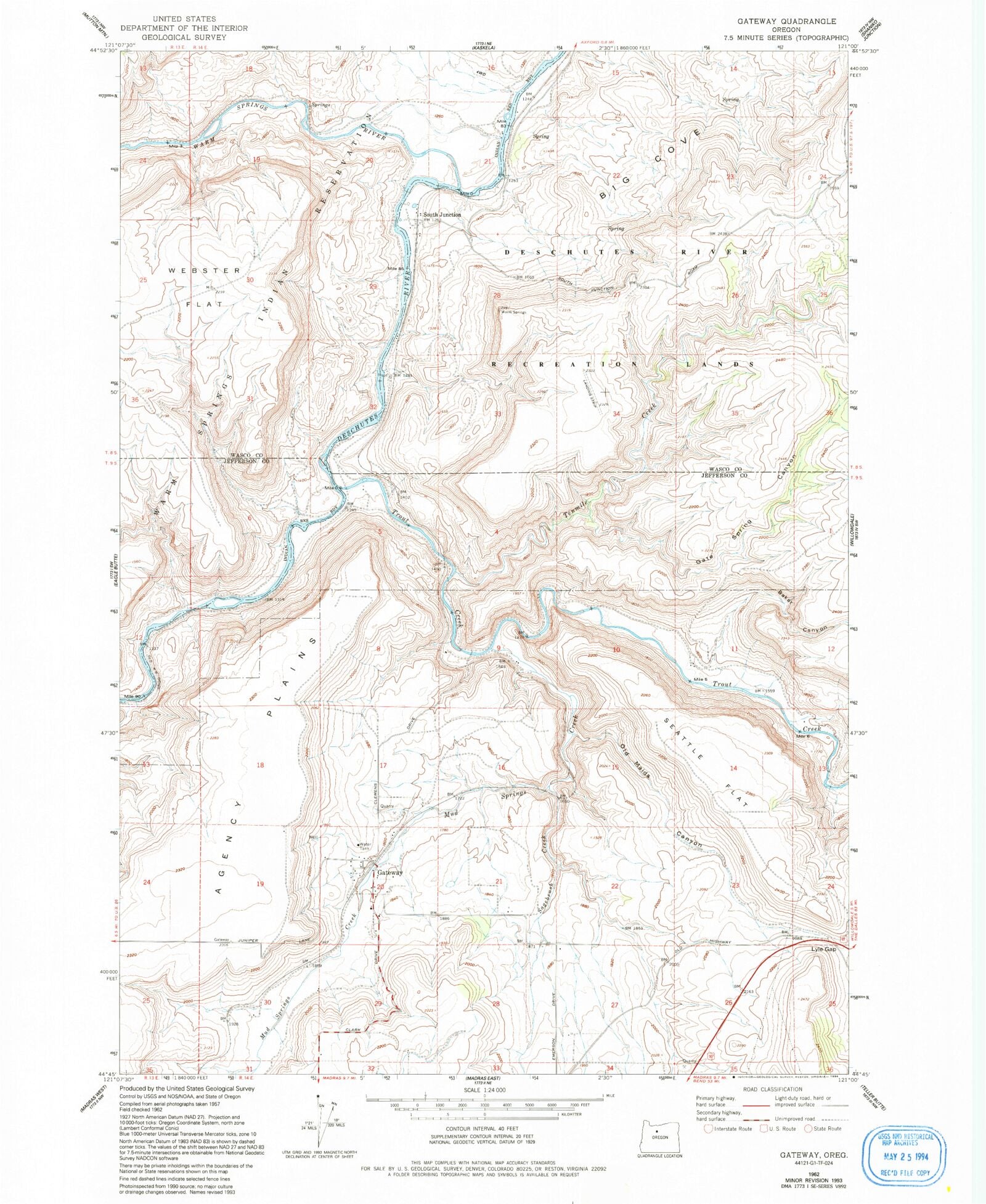 Classic USGS Gateway Oregon 7.5'x7.5' Topo Map – MyTopo Map Store