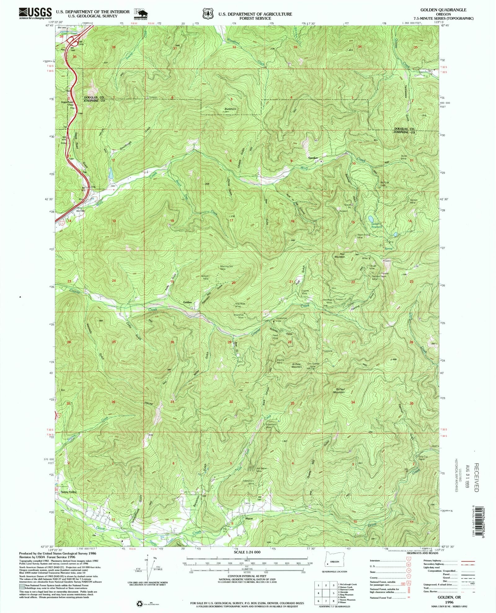 Classic USGS Golden Oregon 7.5'x7.5' Topo Map – MyTopo Map Store