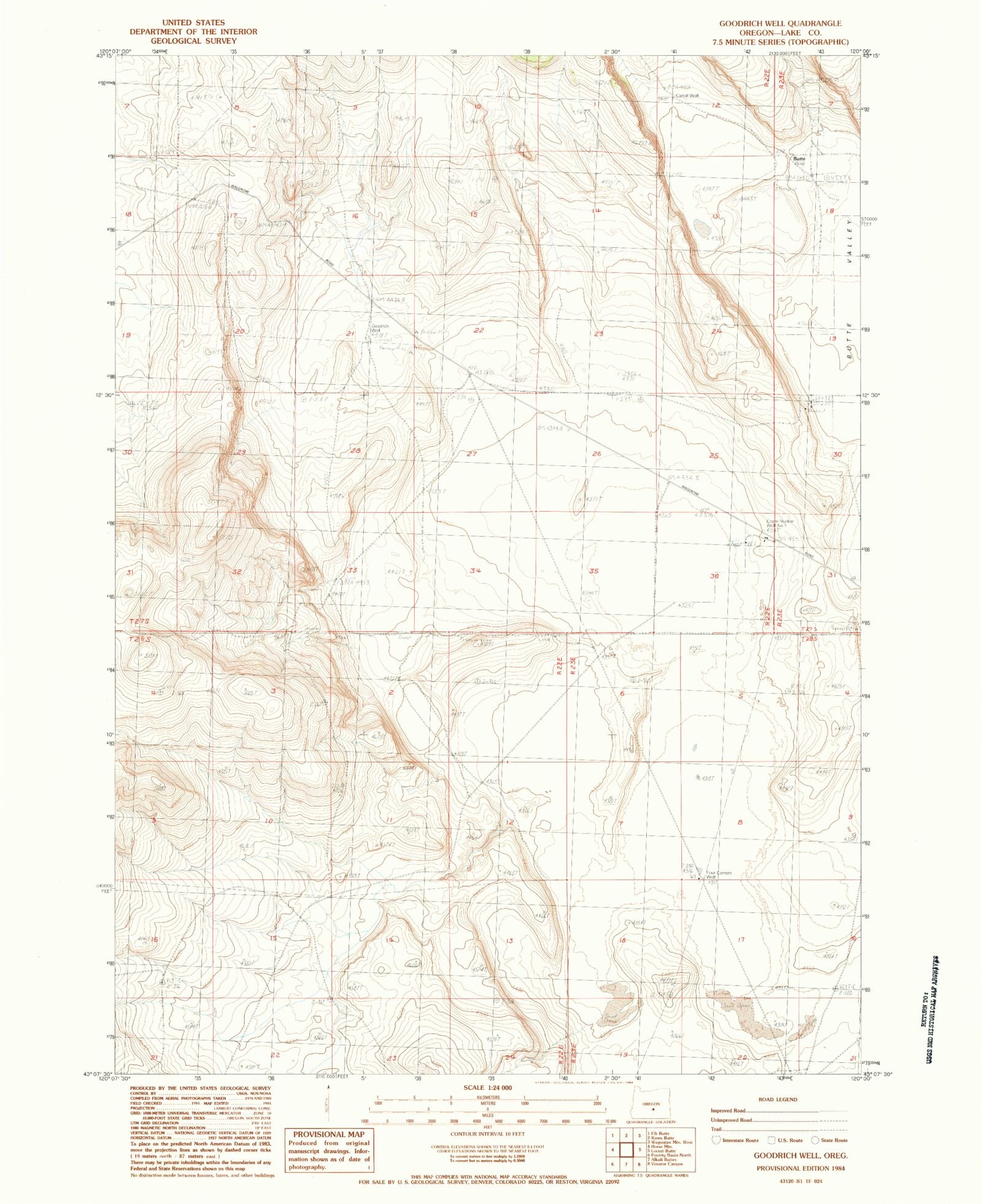 Classic USGS Goodrich Well Oregon 7.5'x7.5' Topo Map – MyTopo Map Store